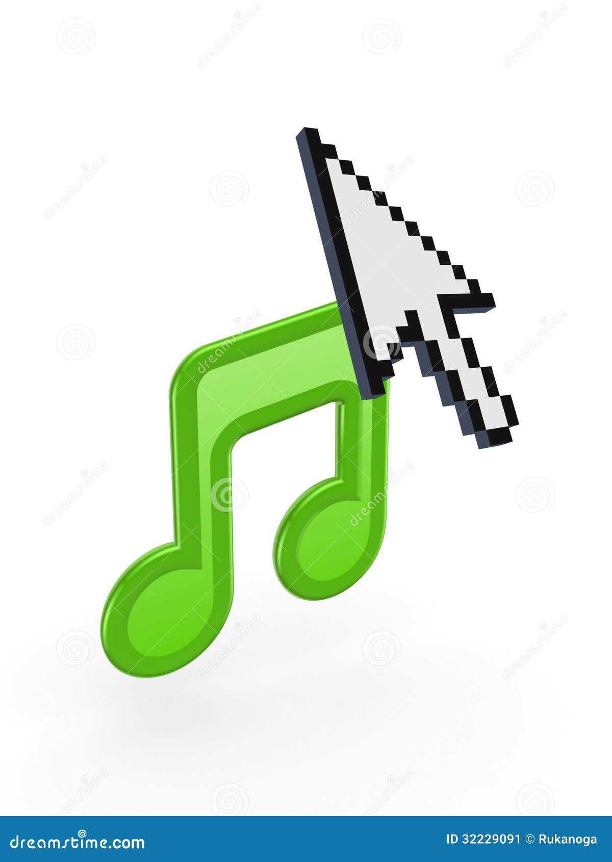 Cursor and icon of note. stock illustration. Illustration of audio ...