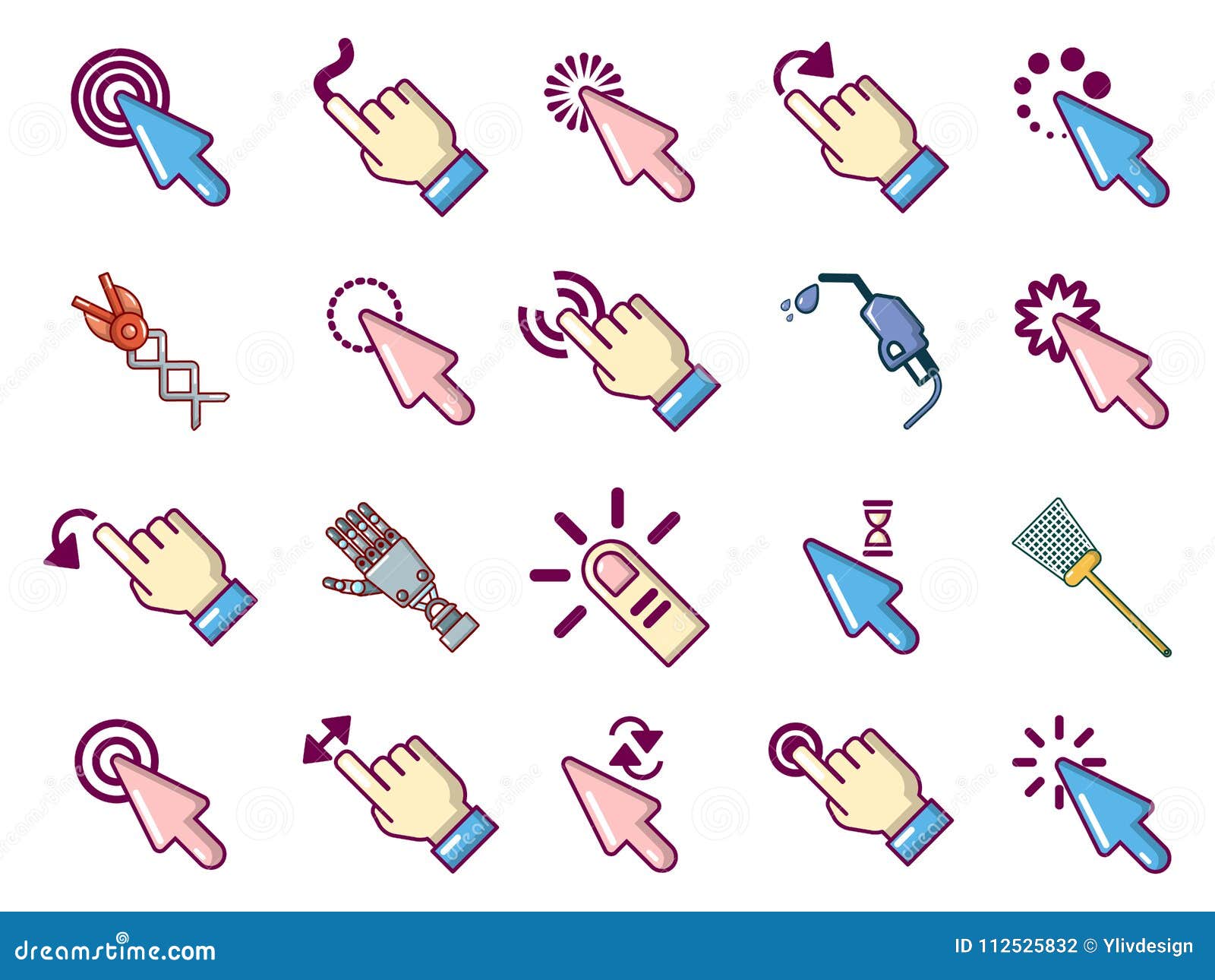 Cursor Icon Set, Cartoon Style Stock Vector - Illustration of gesture ...