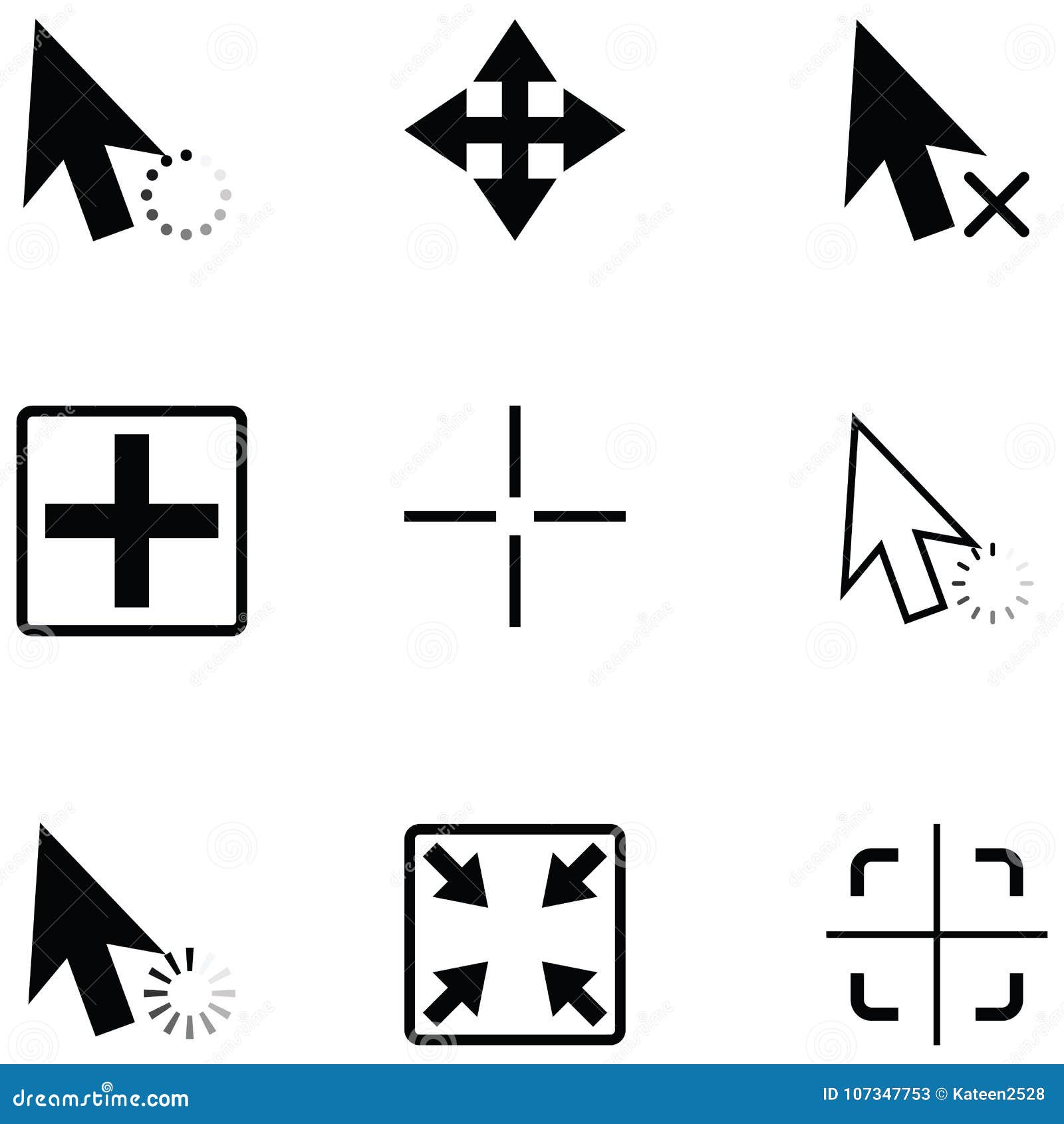 Cursor icon set stock vector. Illustration of black - 107347753