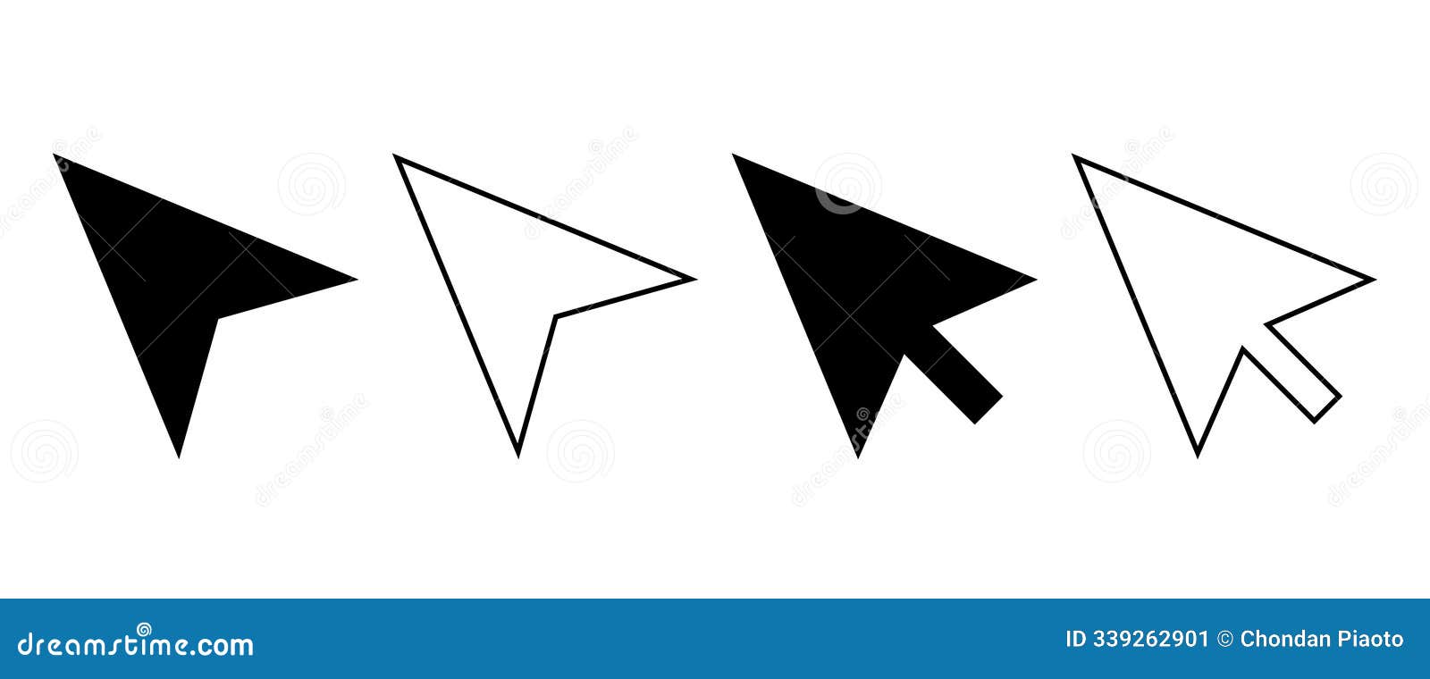 Cursor Icon Set, Mouse Arrow Click Vector Graphic Elements, Black ...