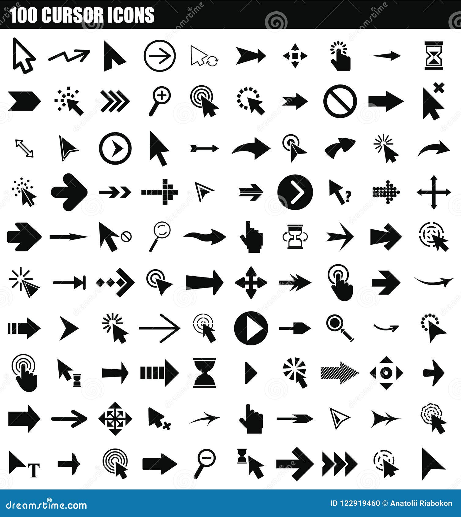 100 Cursor Icon Set, Simple Style Stock Vector - Illustration of ...