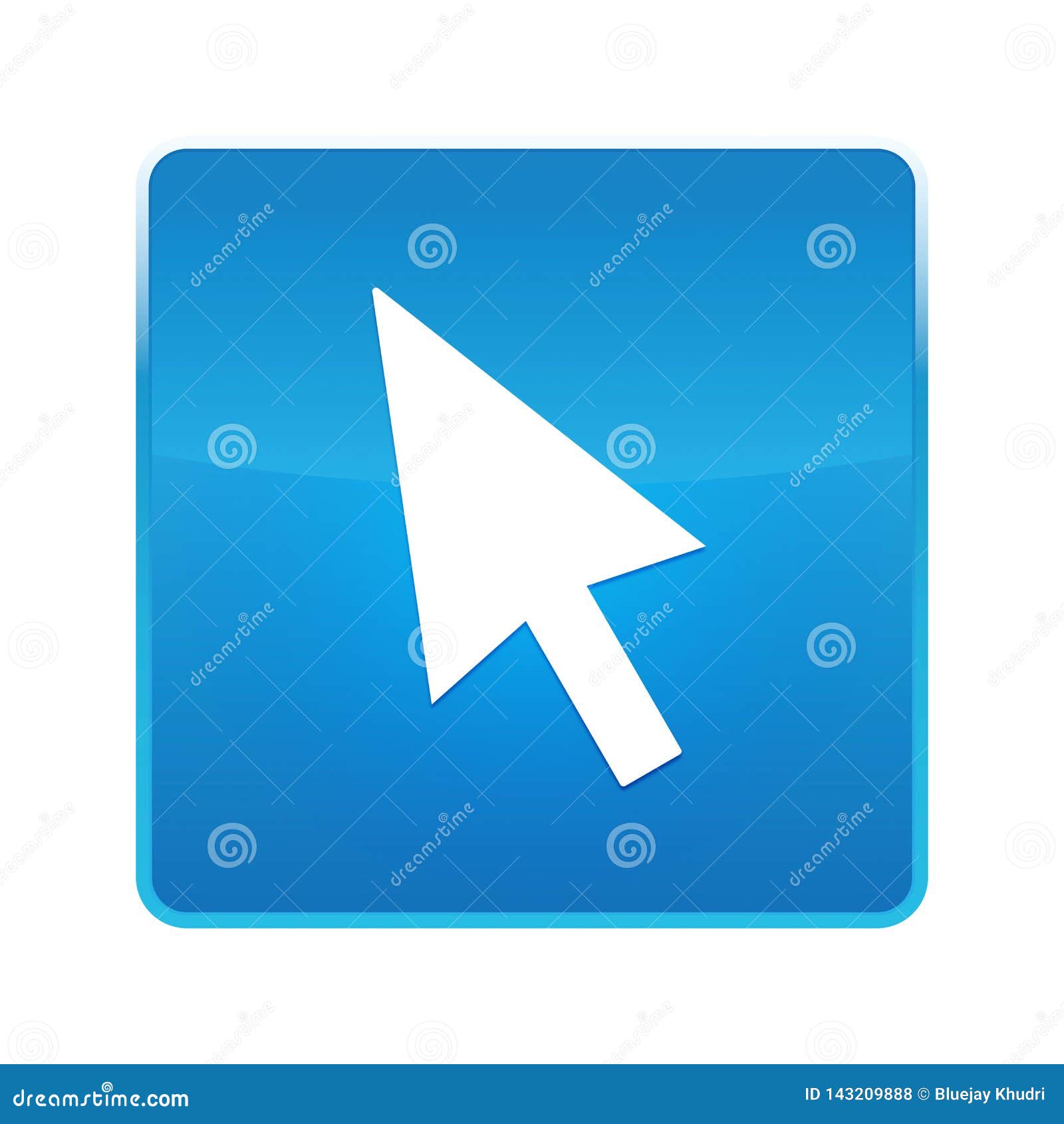 Cursor Icon Shiny Blue Square Button Stock Illustration - Illustration ...