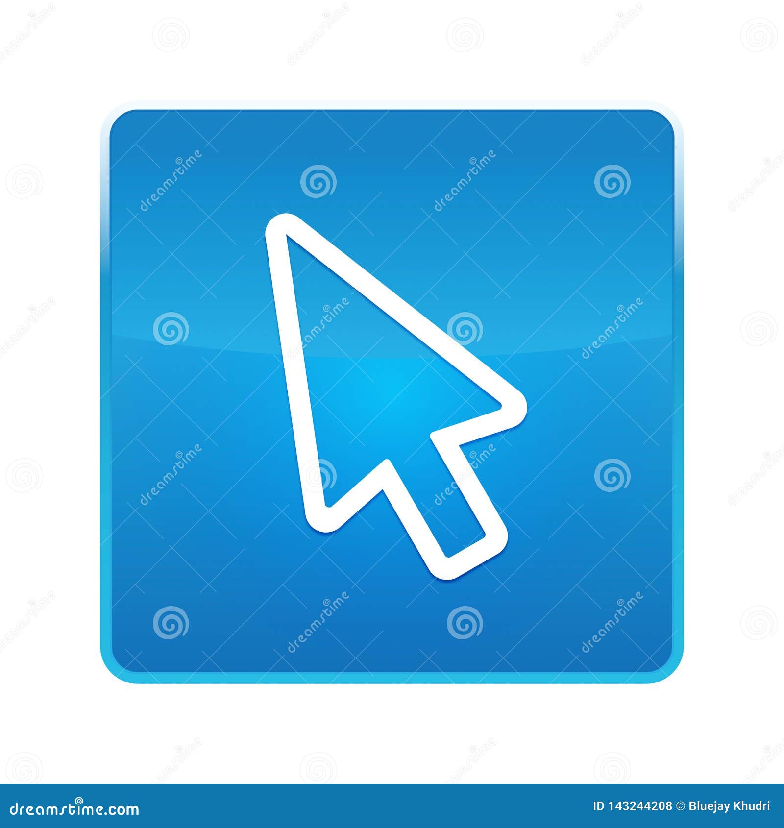 Cursor Icon Shiny Blue Square Button Stock Illustration - Illustration ...