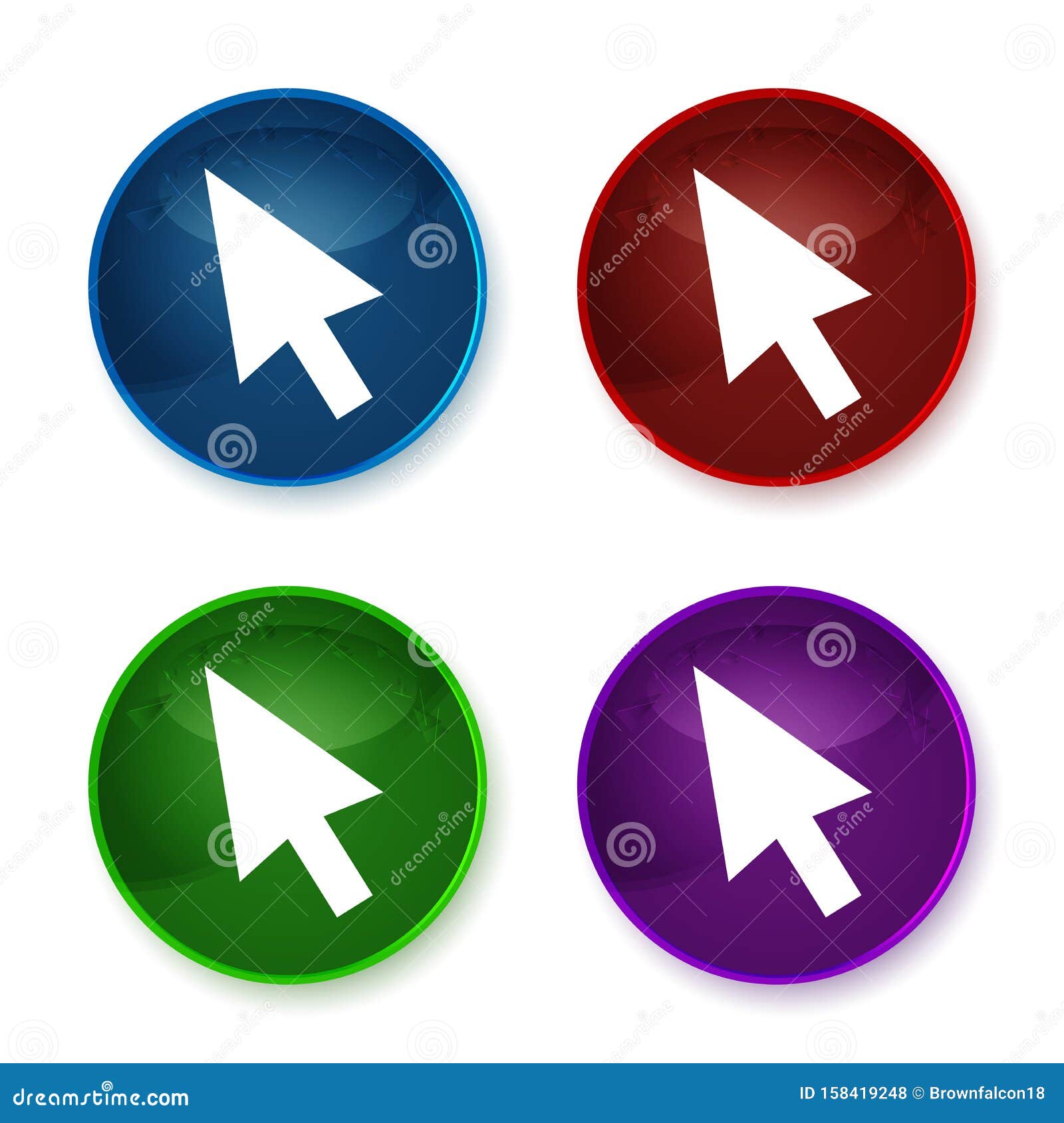 Cursor Icon Shiny Round Buttons Set Illustration Stock Vector ...