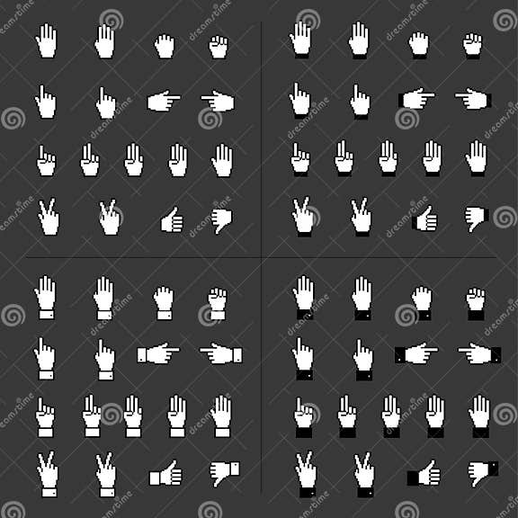 Cursor Icons. Pixel Hand Cursor Set. Classic Web Element. Mouse Cursor ...