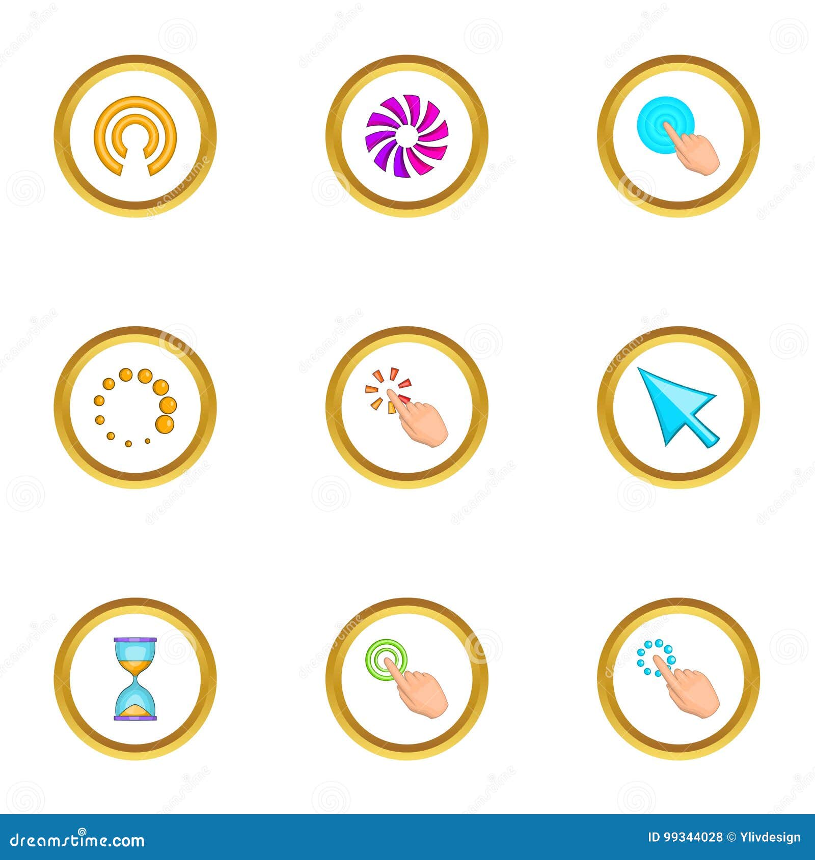 Cursor Icons Set, Cartoon Style Stock Vector - Illustration of motion ...