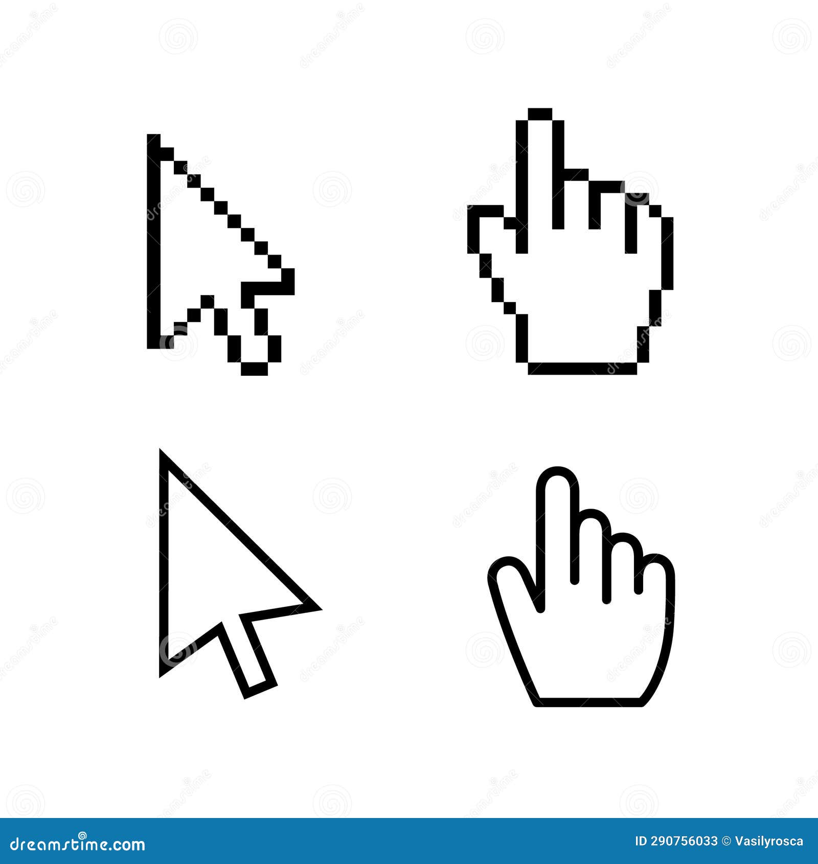 Cursor Mouse Hand Icon. Cursor Pixel Pointer Arrow Stock Illustration ...