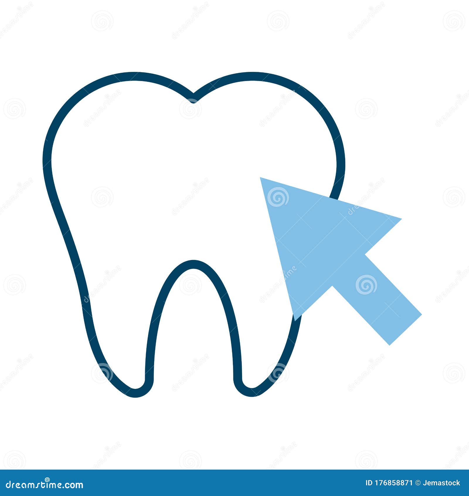 Cursor Mouse with Teeth Health Online Half Line Style Stock Vector ...