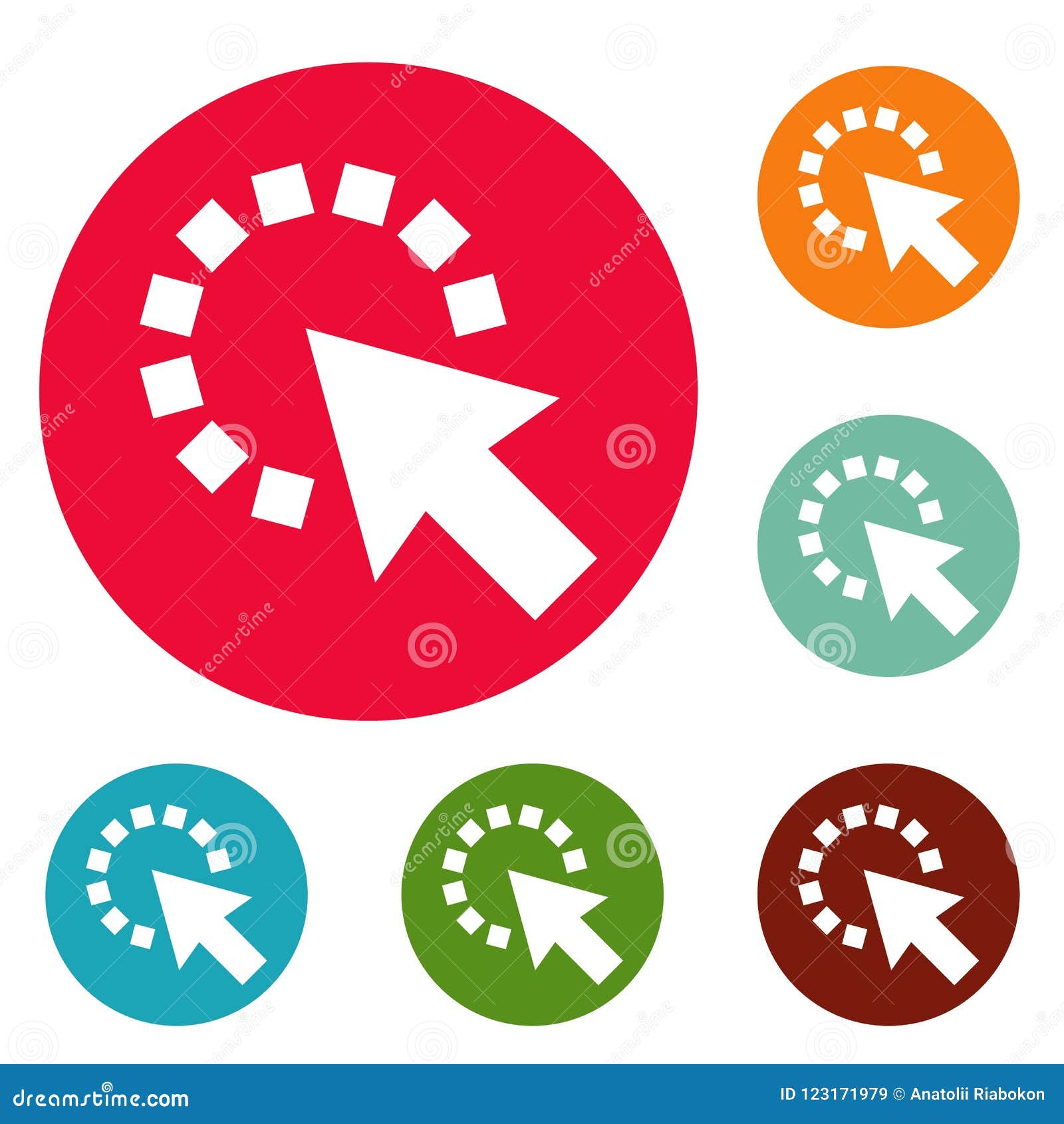 Cursor Pixel Icons Circle Set Stock Illustration - Illustration of ...