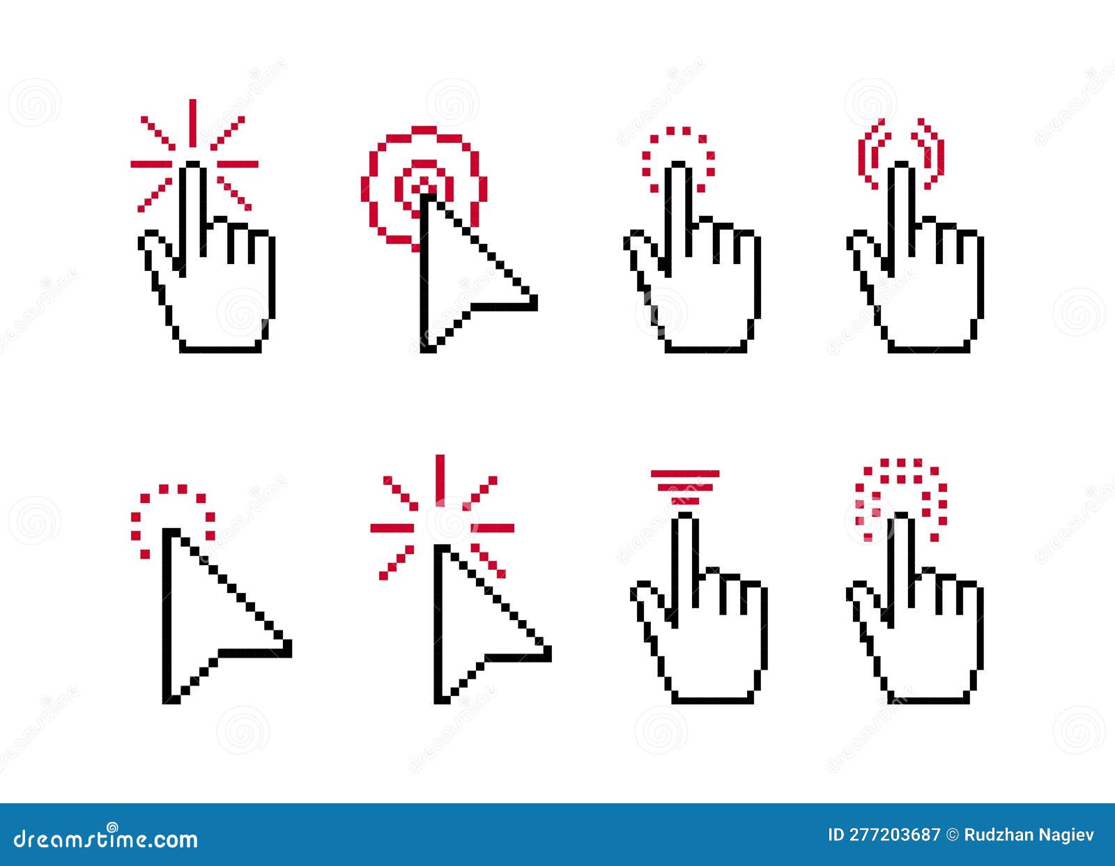 Cursor pixel set stock vector. Illustration of hand - 277203687