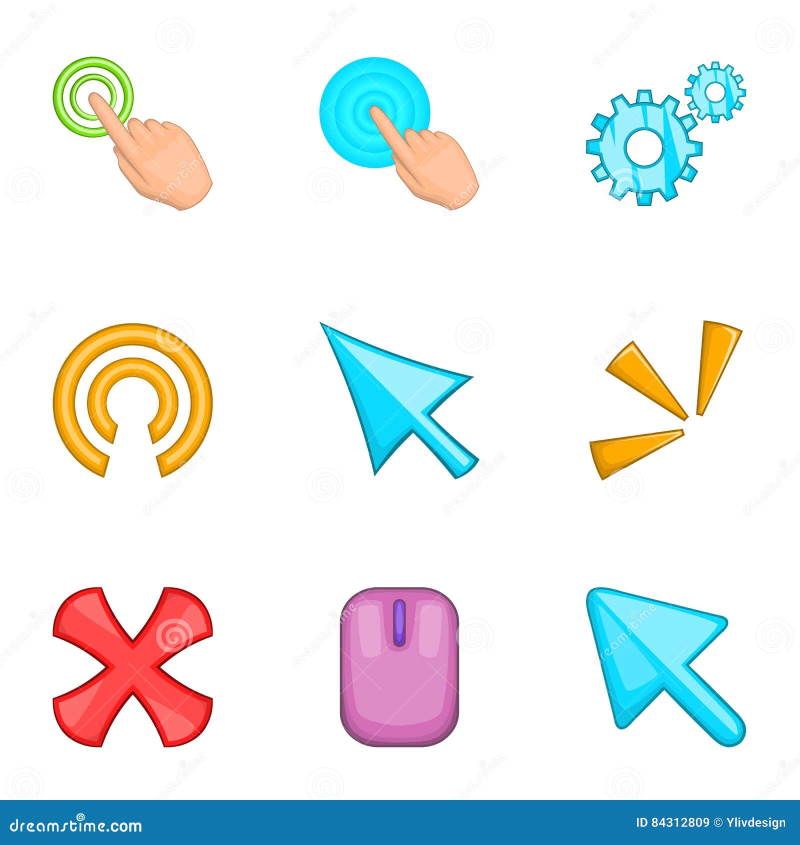 Cursor Pointer Icons Set, Cartoon Style Stock Vector - Illustration of ...
