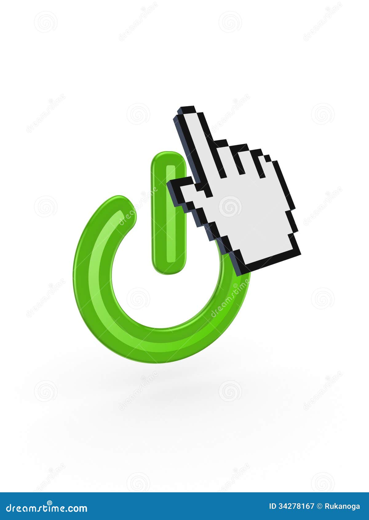 Cursor and power icon. stock image. Image of point, pushing - 34278167