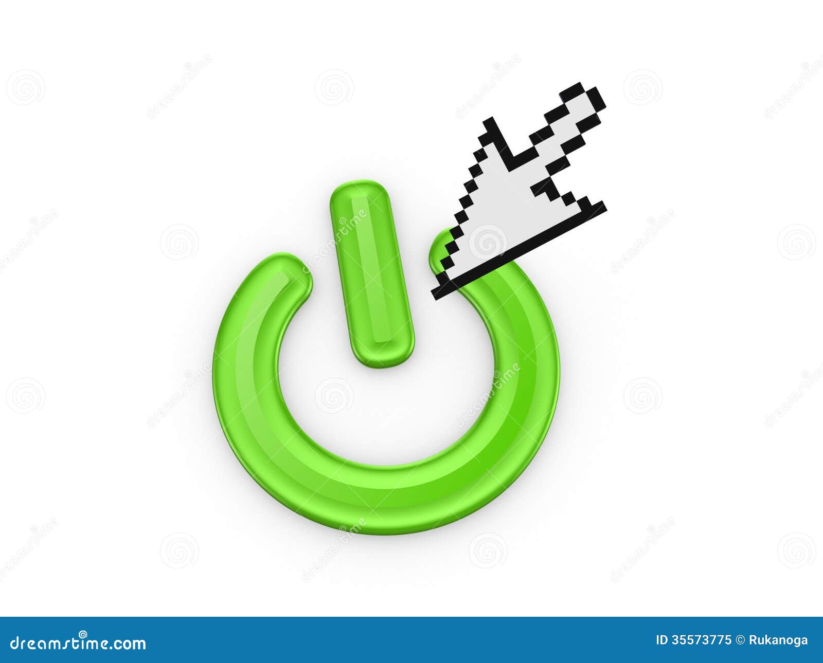 Cursor and power icon. stock illustration. Illustration of pixel - 35573775