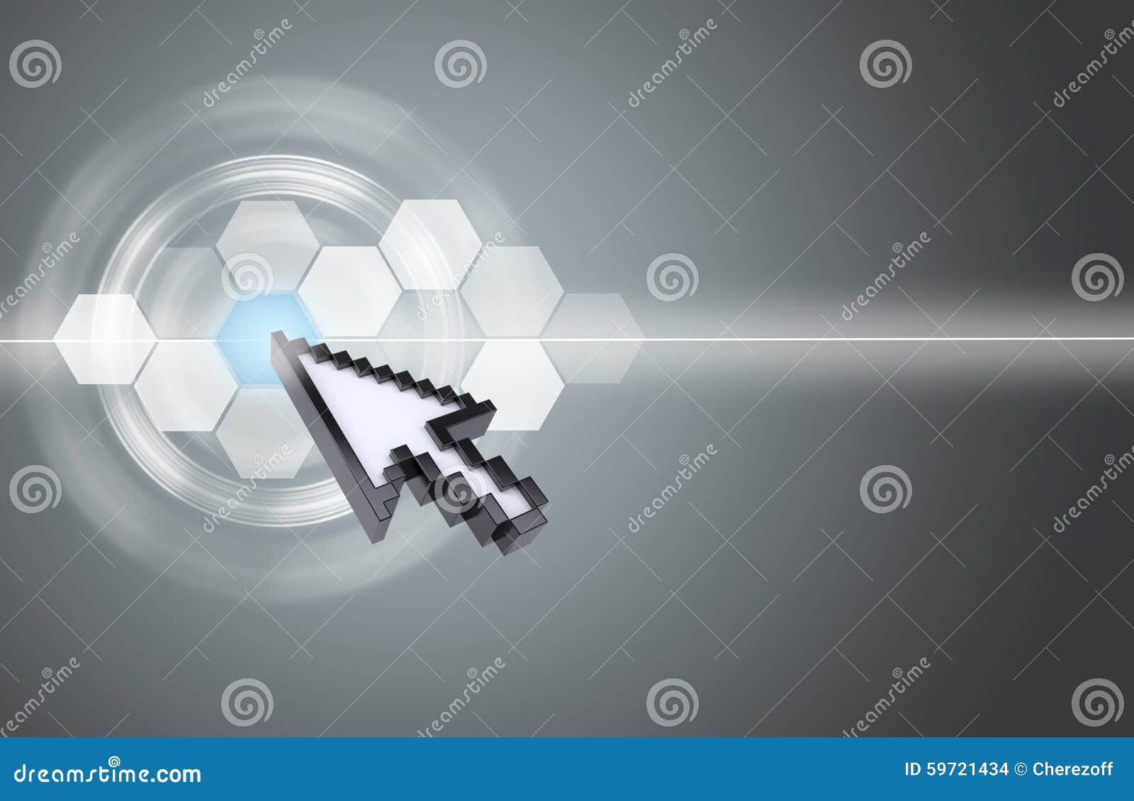 Cursor Que Presiona En La Pantalla Gris Virtual Stock de ilustración ...