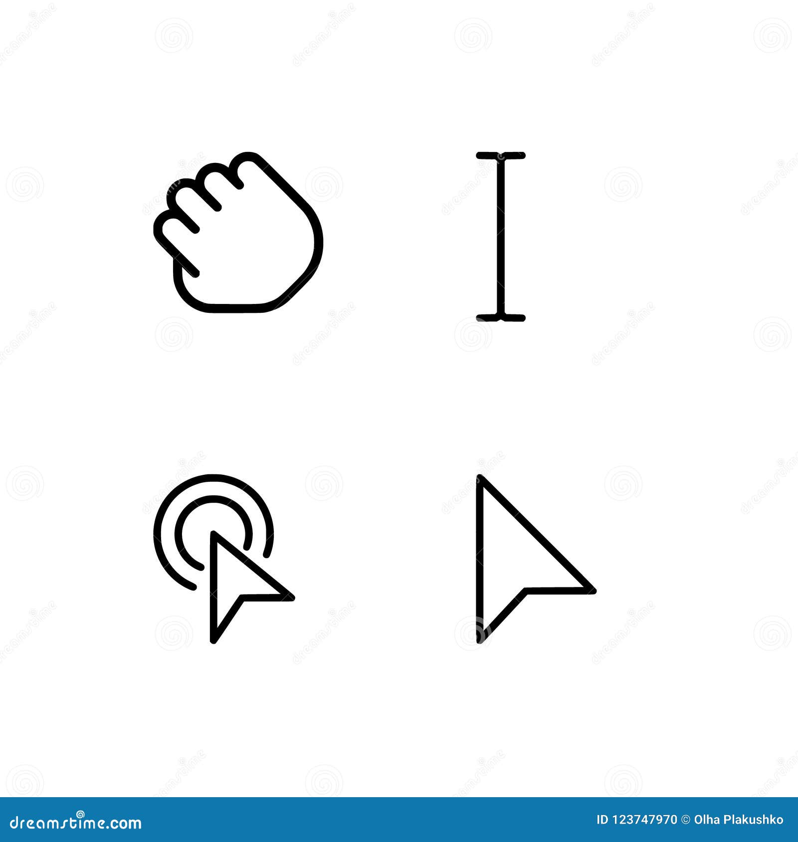 Cursor and Selection Set Outline Icon EPS 10 Vector Format Stock ...