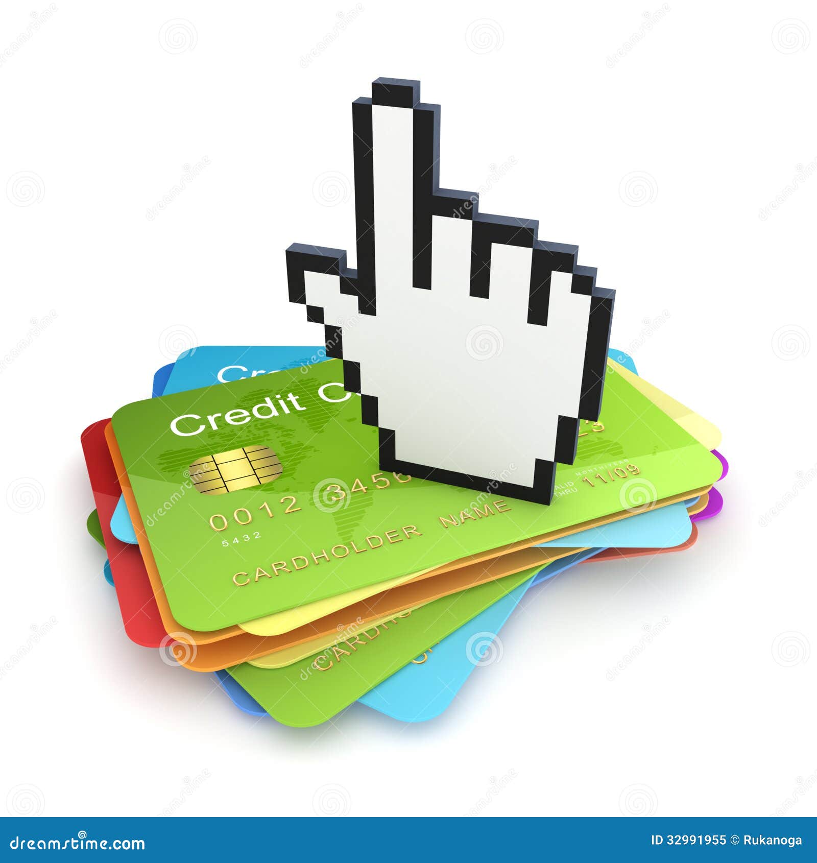 Cursor on Stack of Credit Cards. Stock Illustration - Illustration of ...