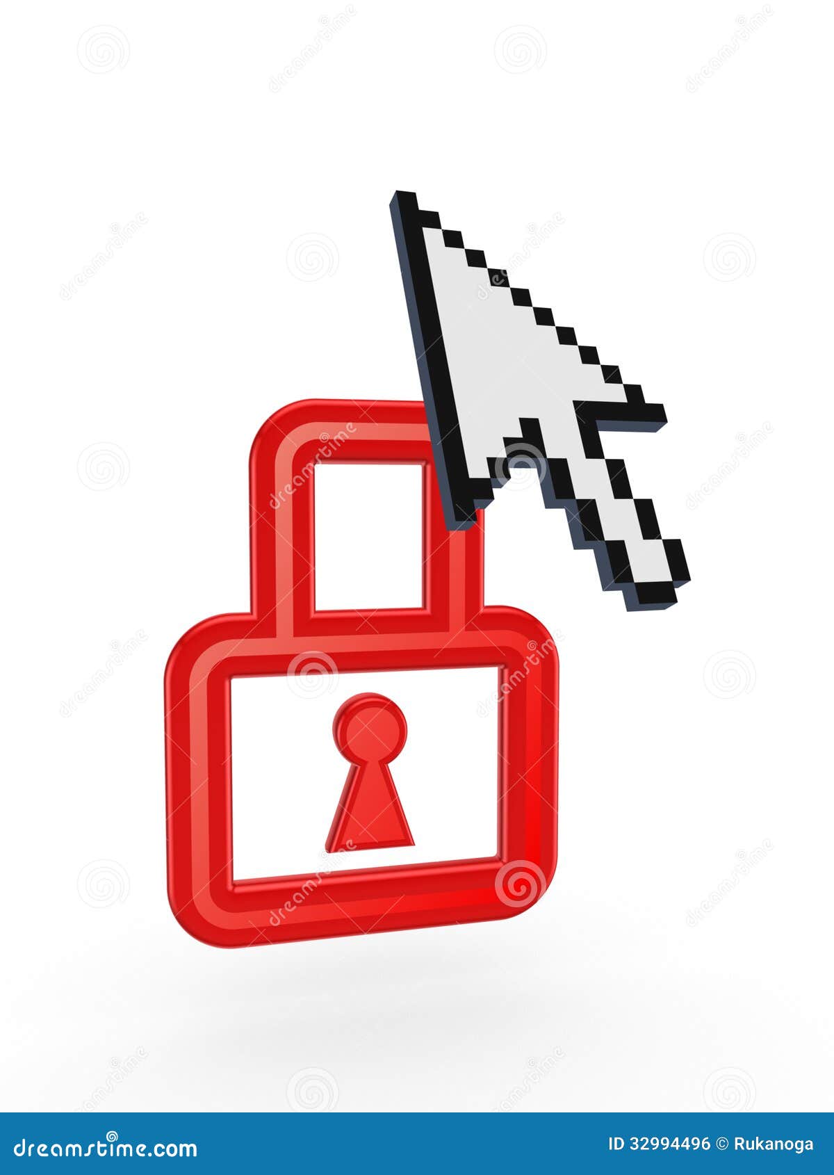 Cursor and symbol of lock. stock illustration. Illustration of padlock ...