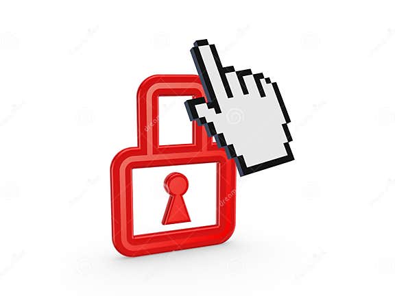 Cursor and symbol of lock. stock illustration. Illustration of access ...