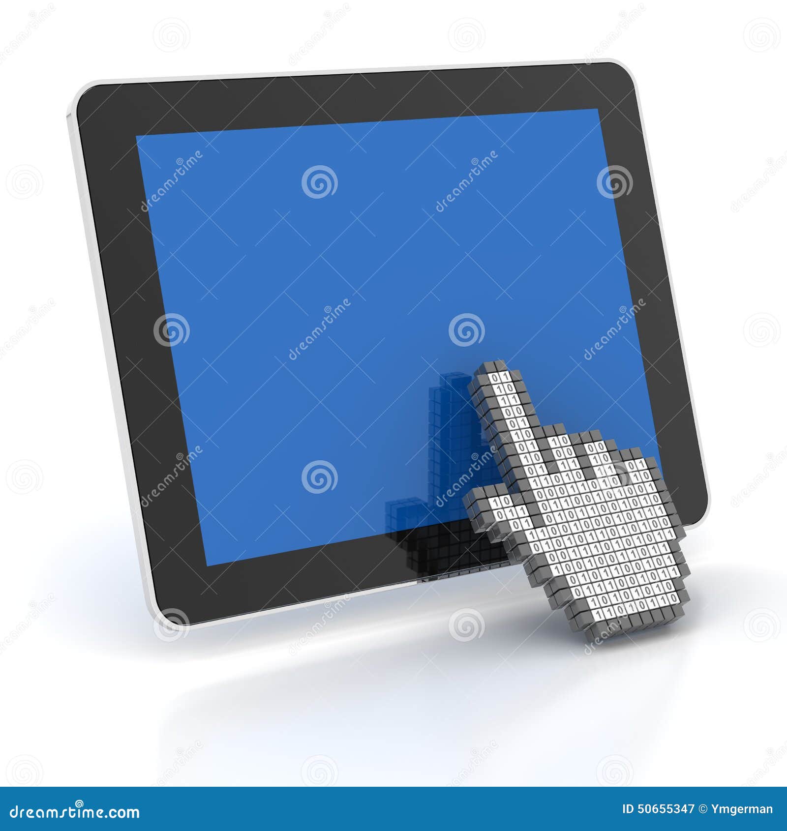 Cursore Della Mano Che Clicca Una Compressa Digitale Con Illustrazione ...