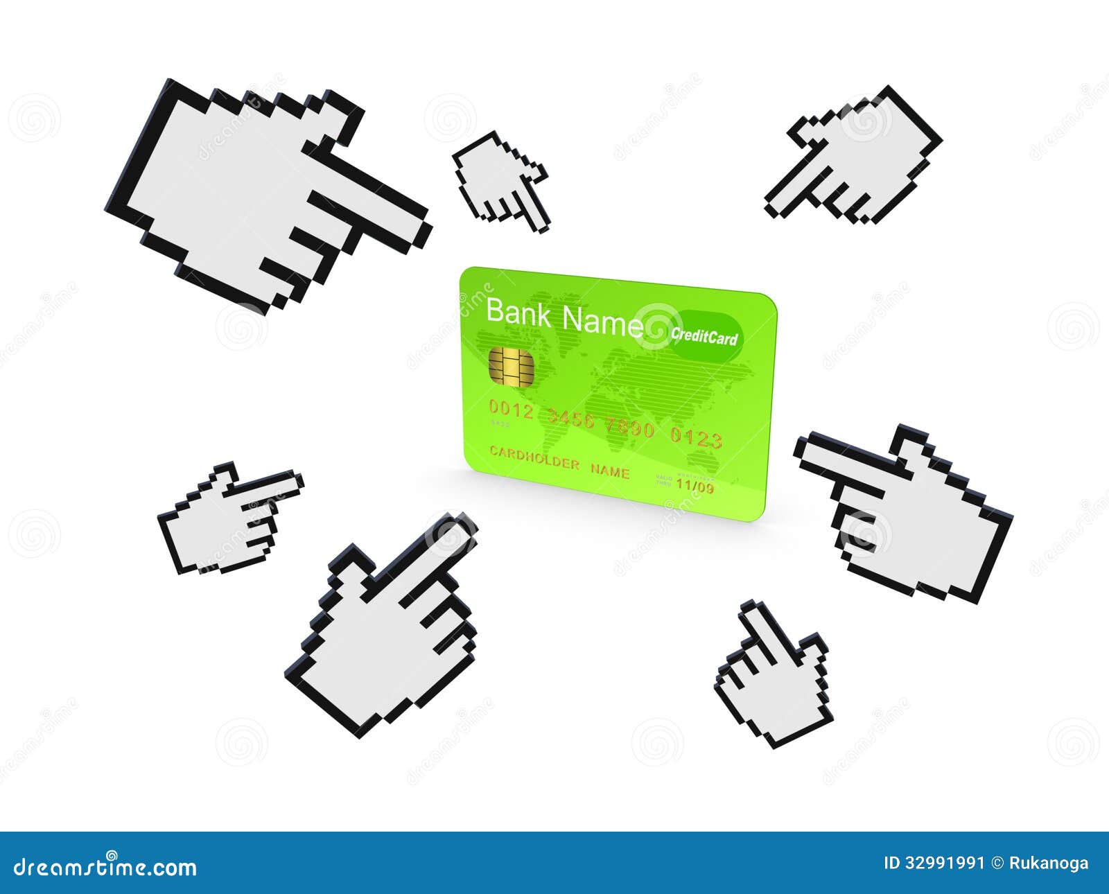 Cursors Around Credit Card. Stock Illustration - Illustration of debt ...