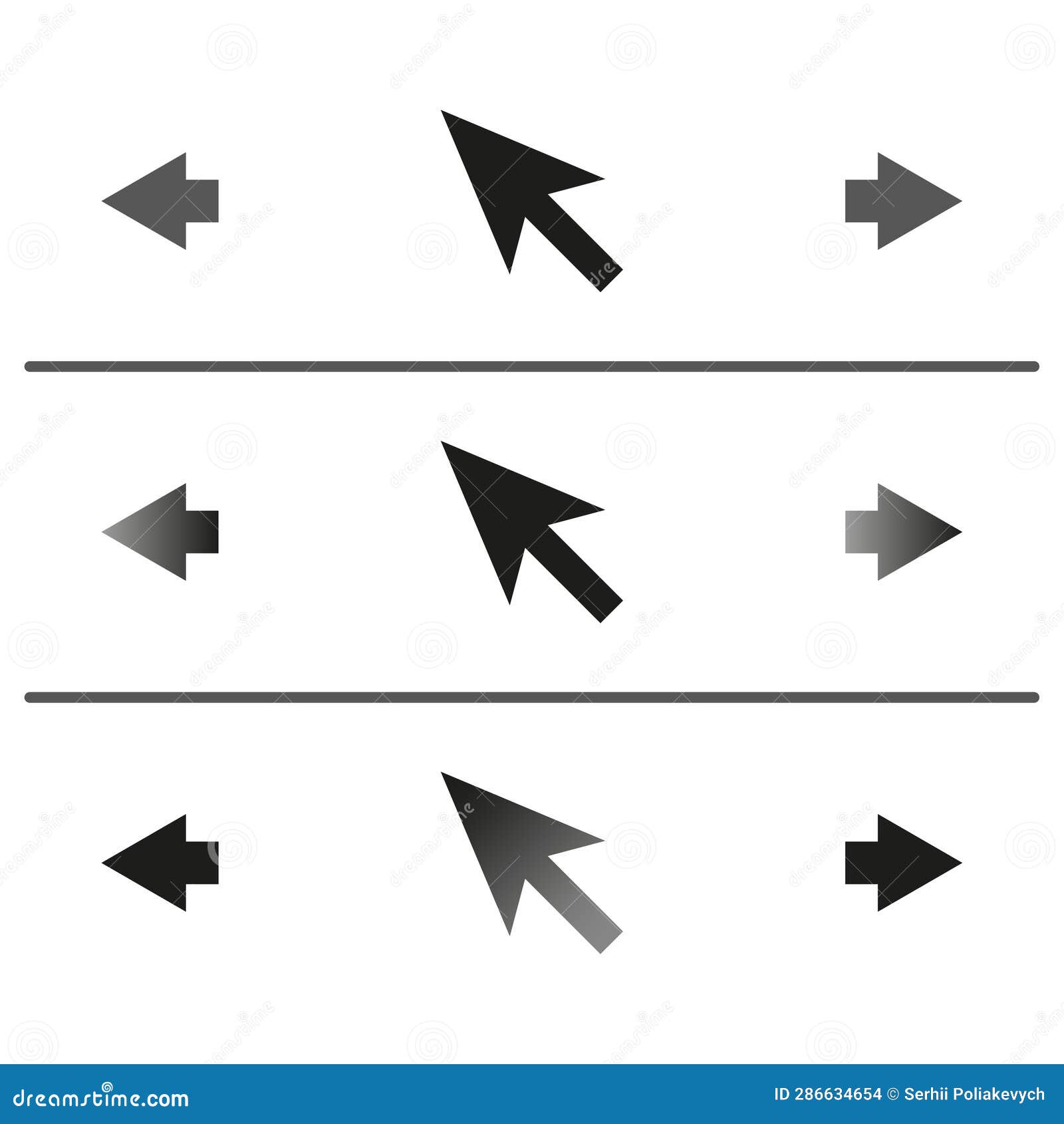 Cursors Icon. Computer Arrows Set. Vector Illustration. Eps 10 Stock ...