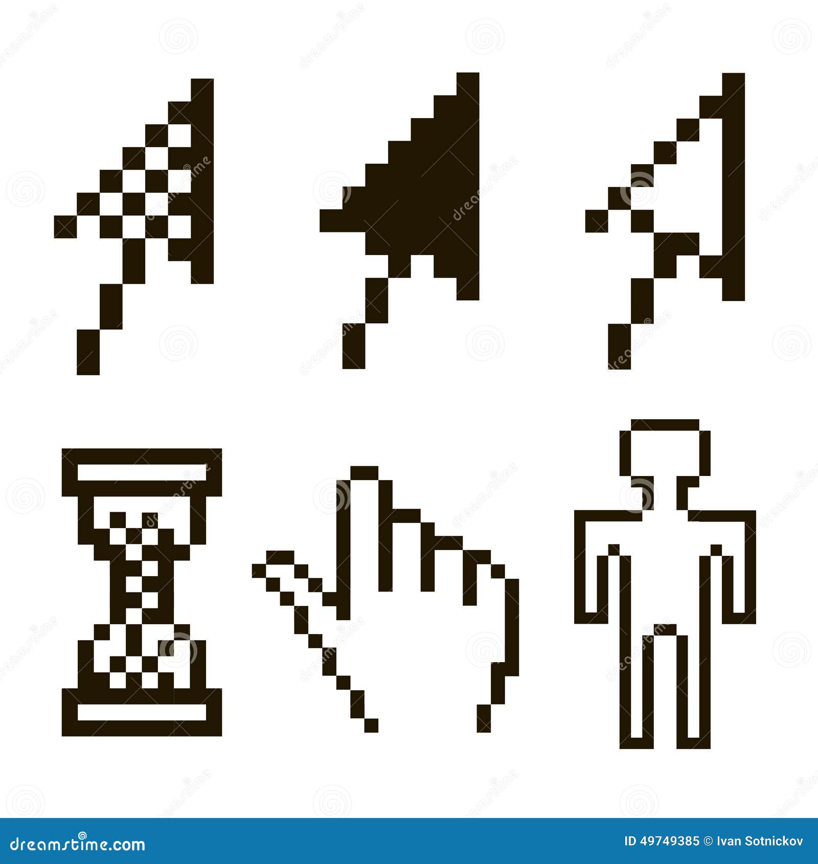 Cursors stock vector. Illustration of vector, pixelated - 49749385