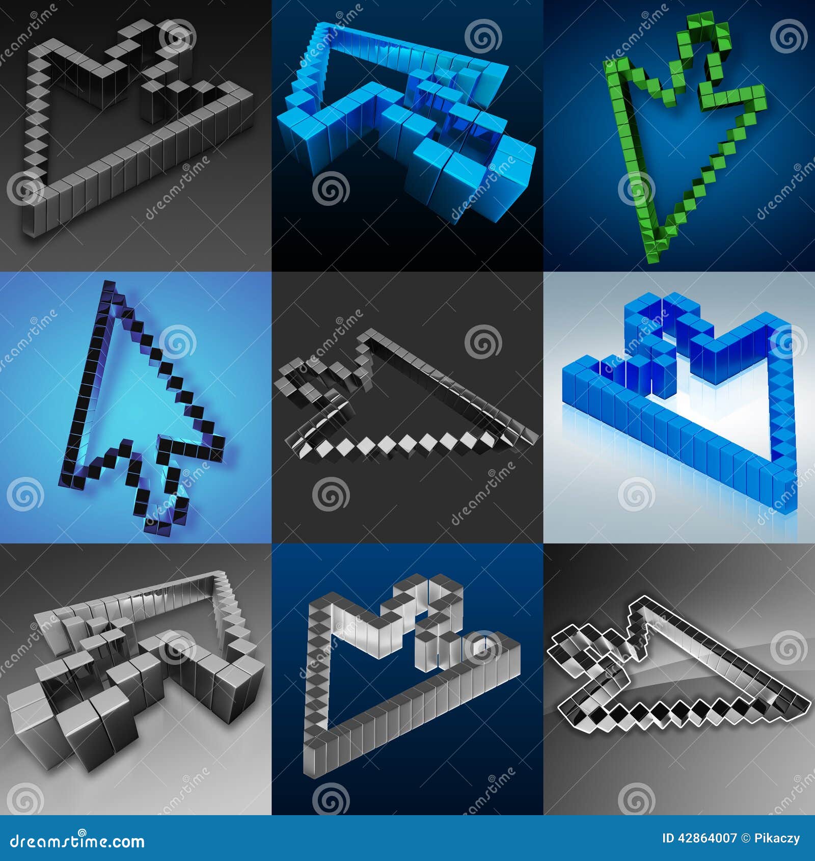 Cursors mix in 3d stock illustration. Illustration of internet - 42864007