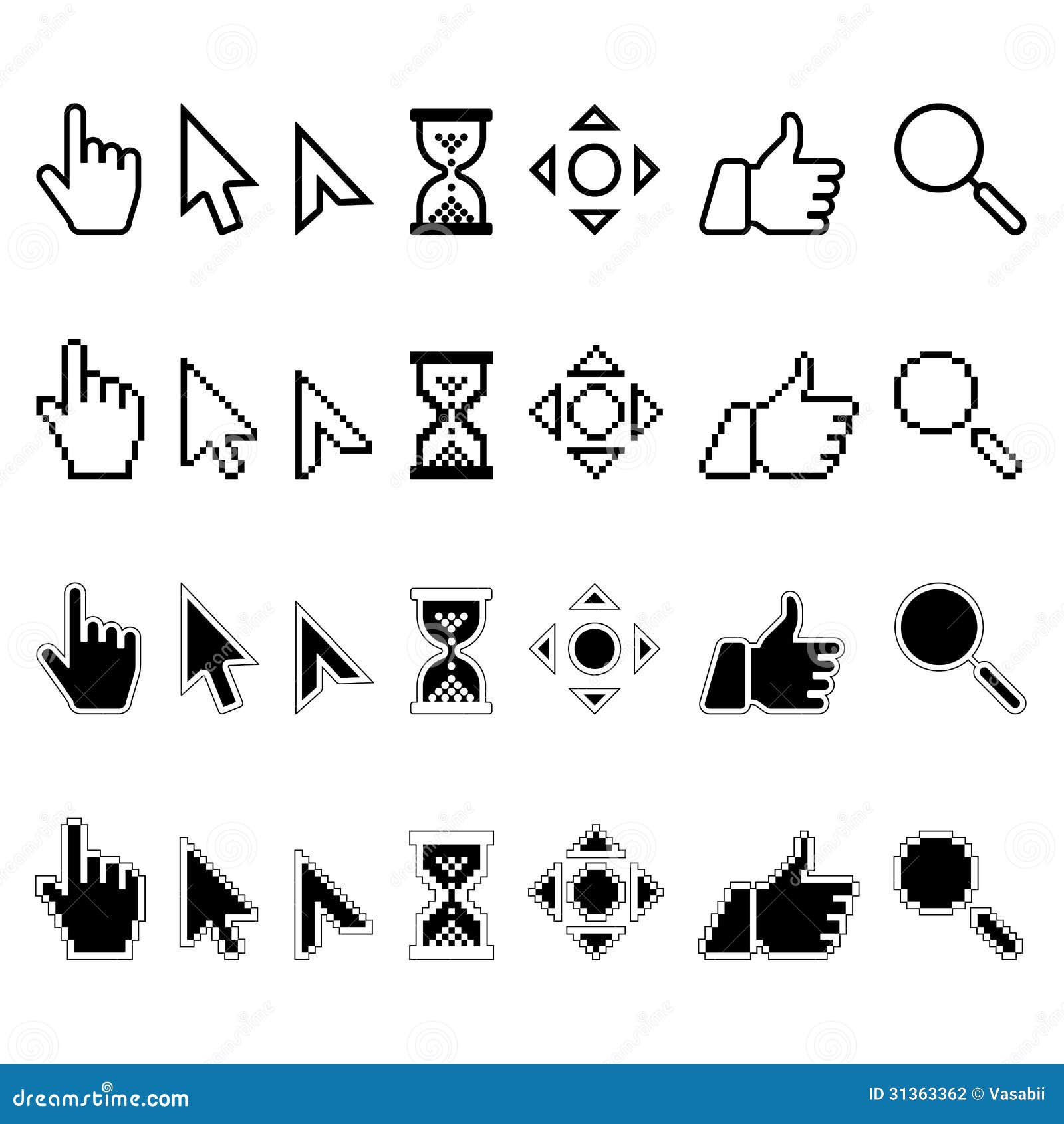 Cursors set stock vector. Illustration of arrow, loupe - 31363362