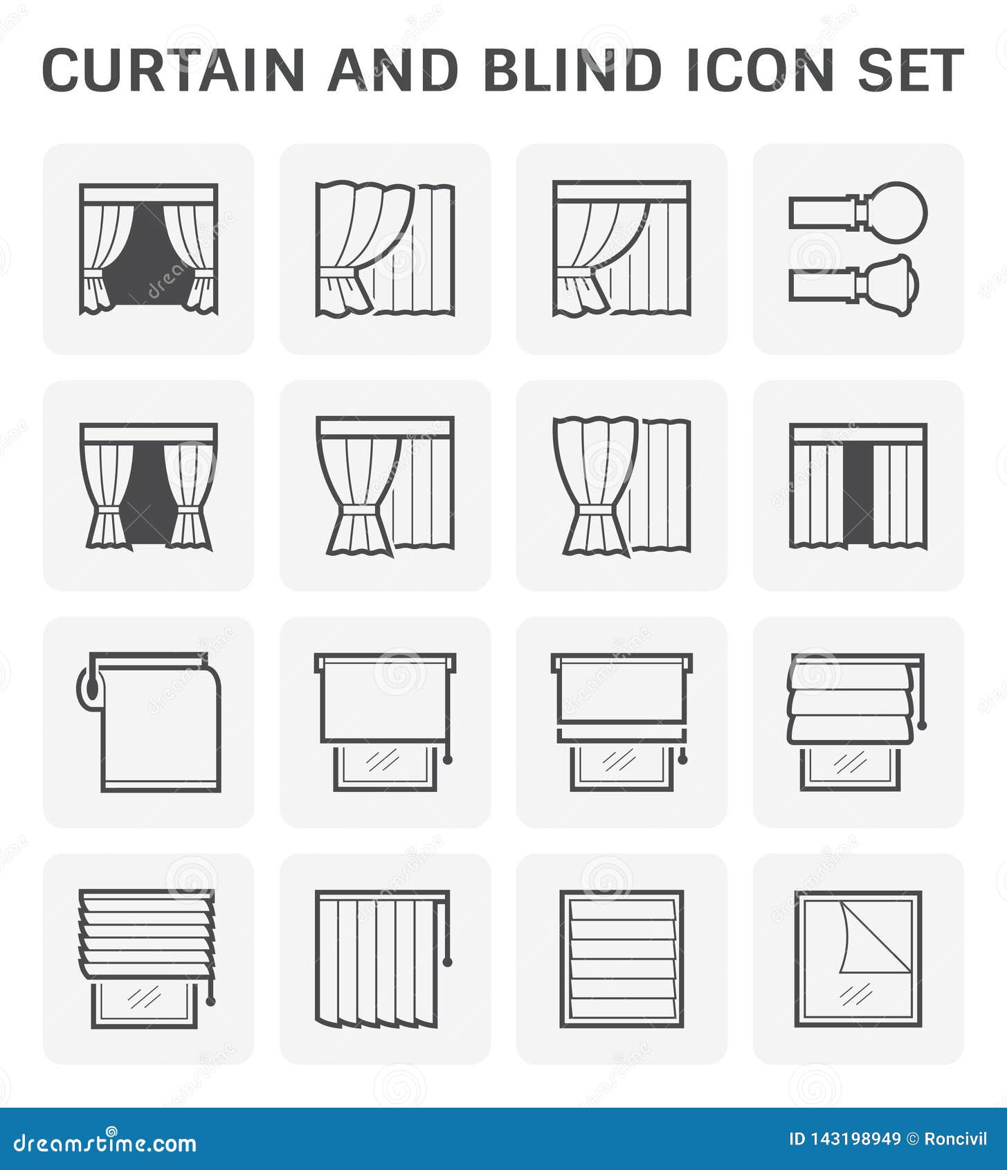 Curtain blind icon stock vector. Illustration of performance - 143198949