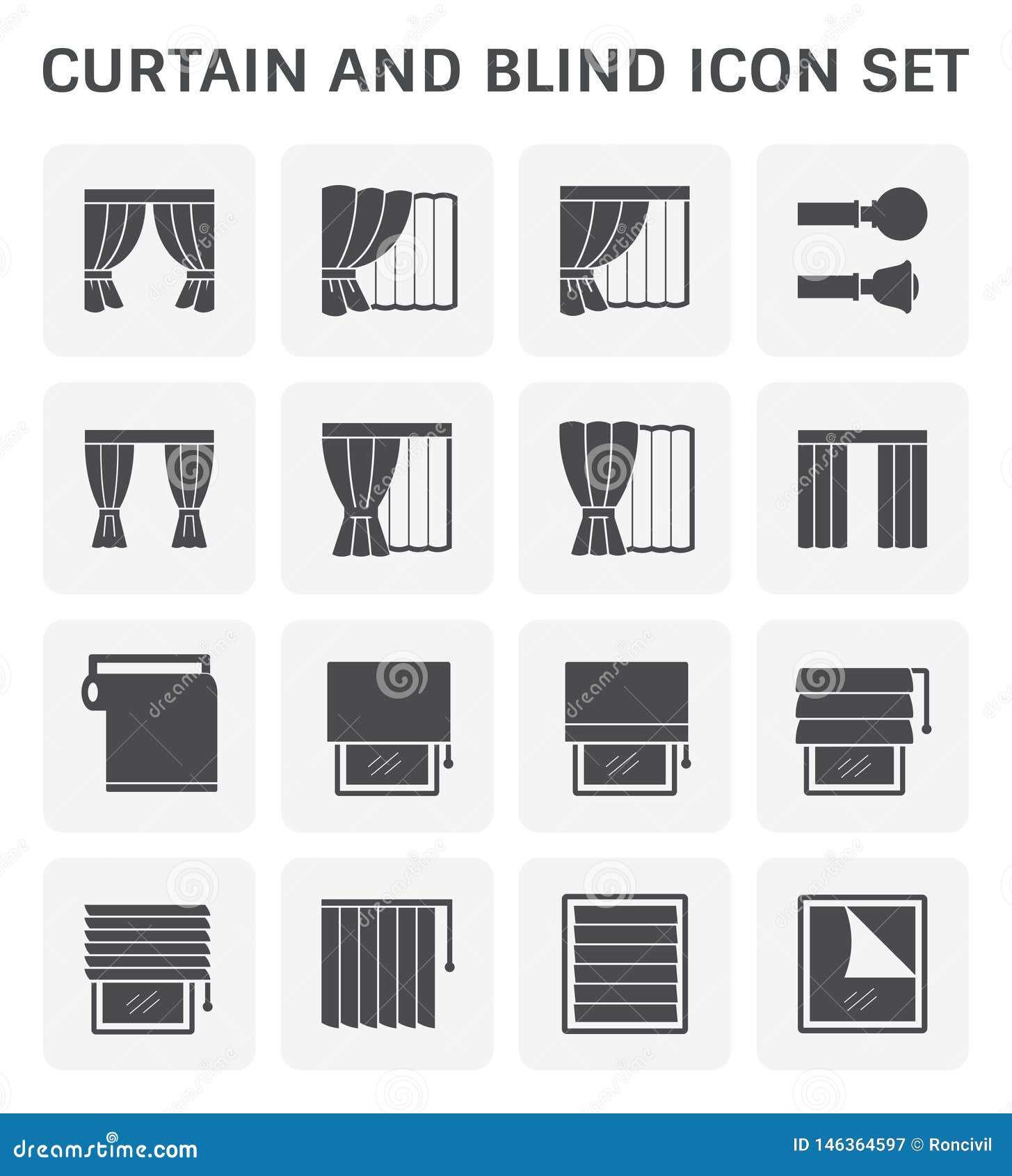 Curtain blind icon stock vector. Illustration of drapery - 146364597