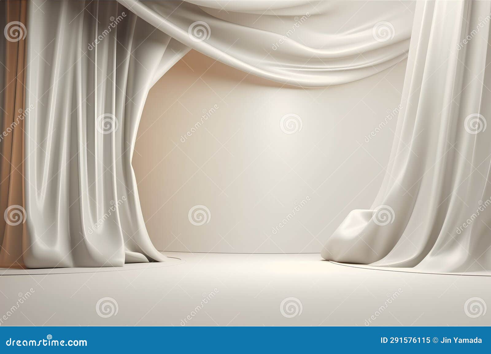 Curtain with Drapery on the Wall. Vector Illustration Stock ...