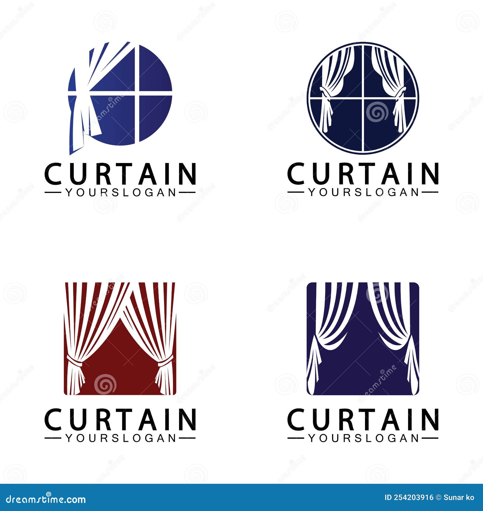 Curtain Logo Vector Illustration Design Template Stock Vector ...
