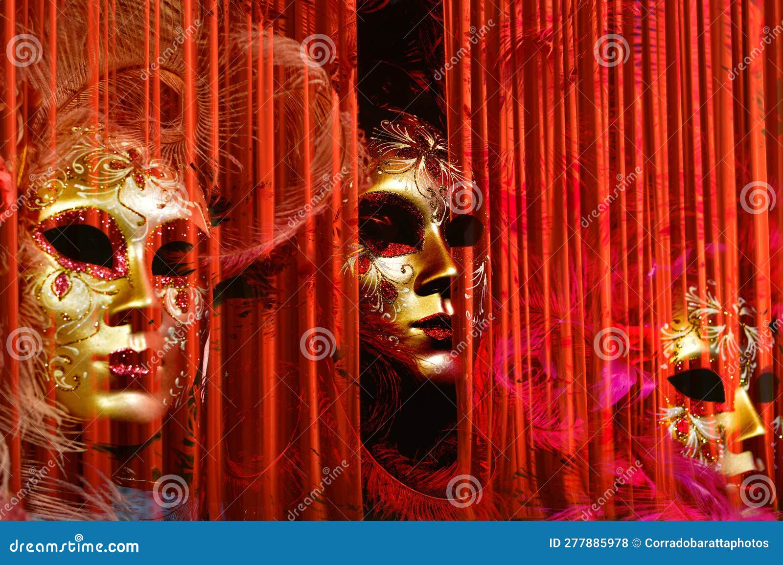 The Curtain Opens and the Masks of the Actors Can Be Seen Stock Photo ...