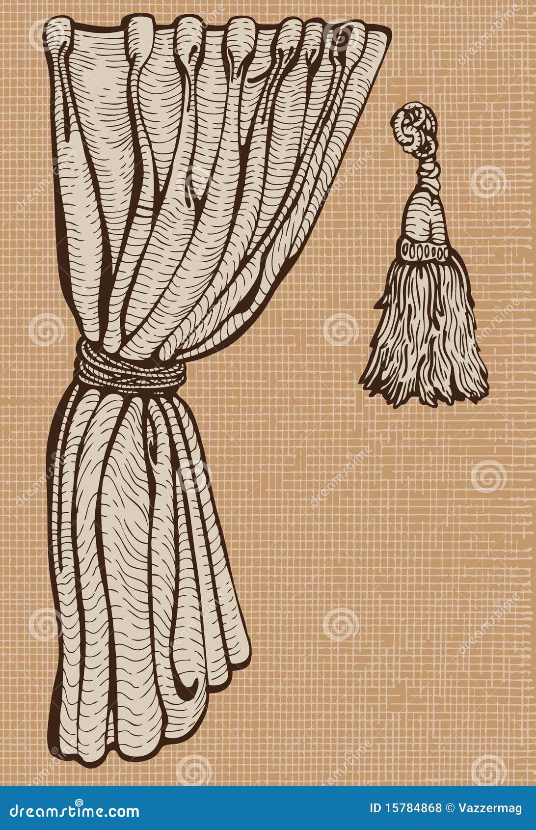 Curtain and tassel. stock vector. Illustration of drop - 15784868