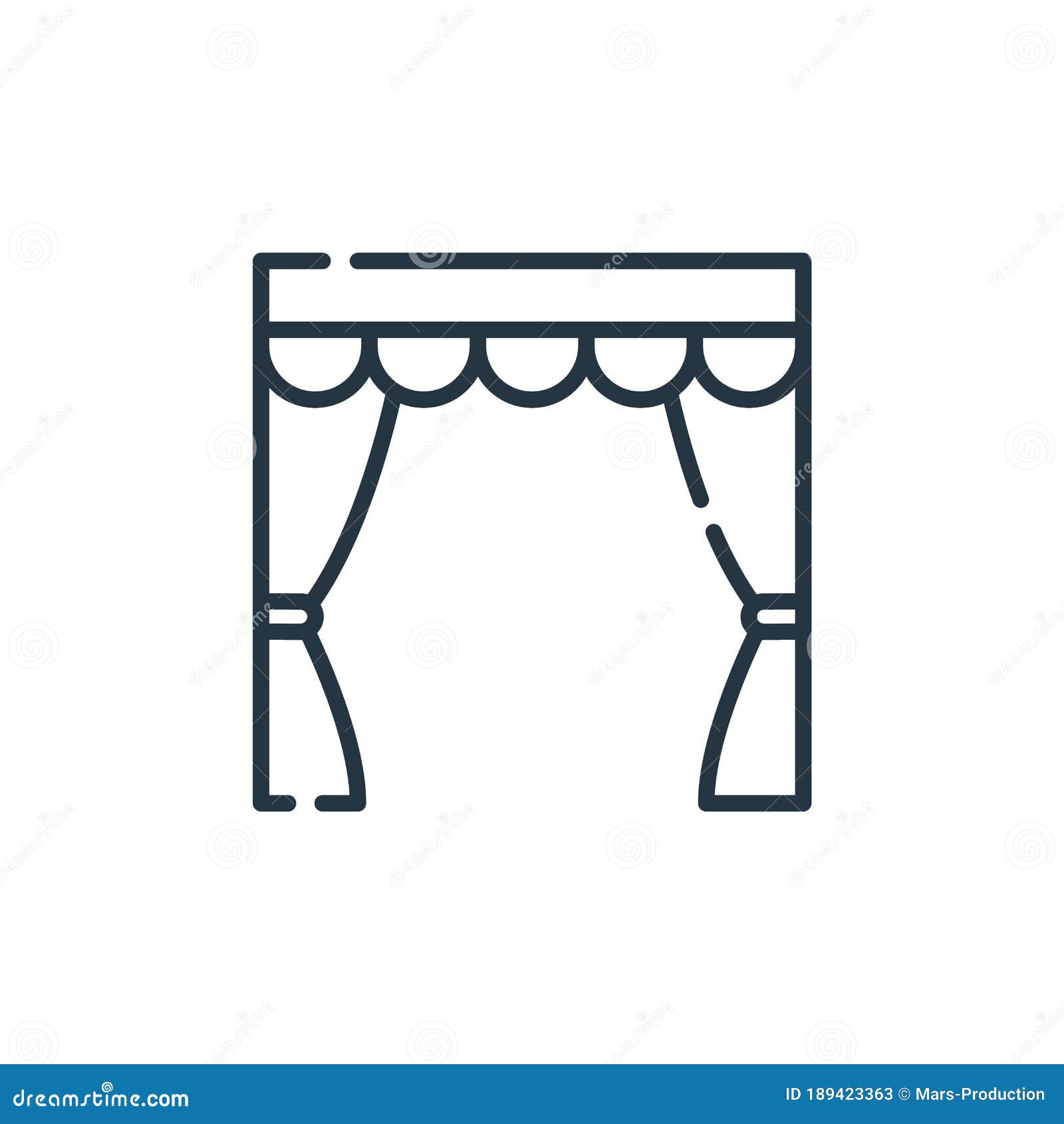 Curtain Vector Icon Isolated on White Background. Outline, Thin Line ...