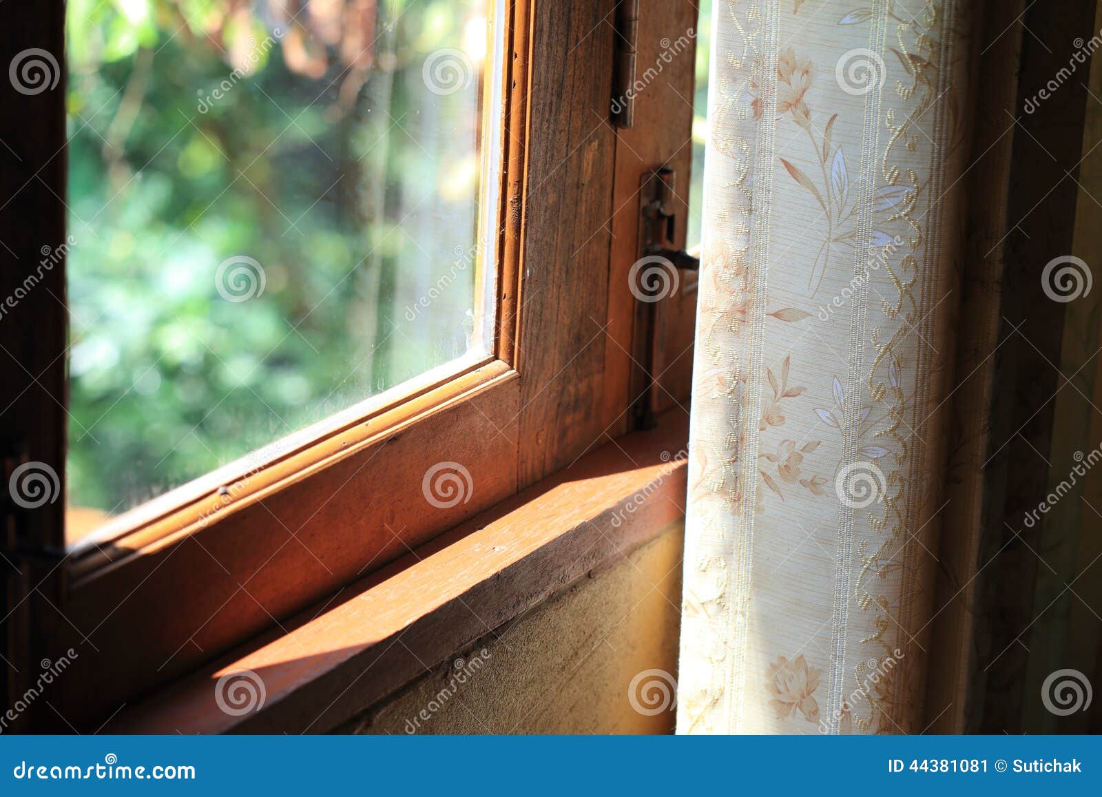 Curtain at the Window in Morning Stock Image - Image of sunshine ...