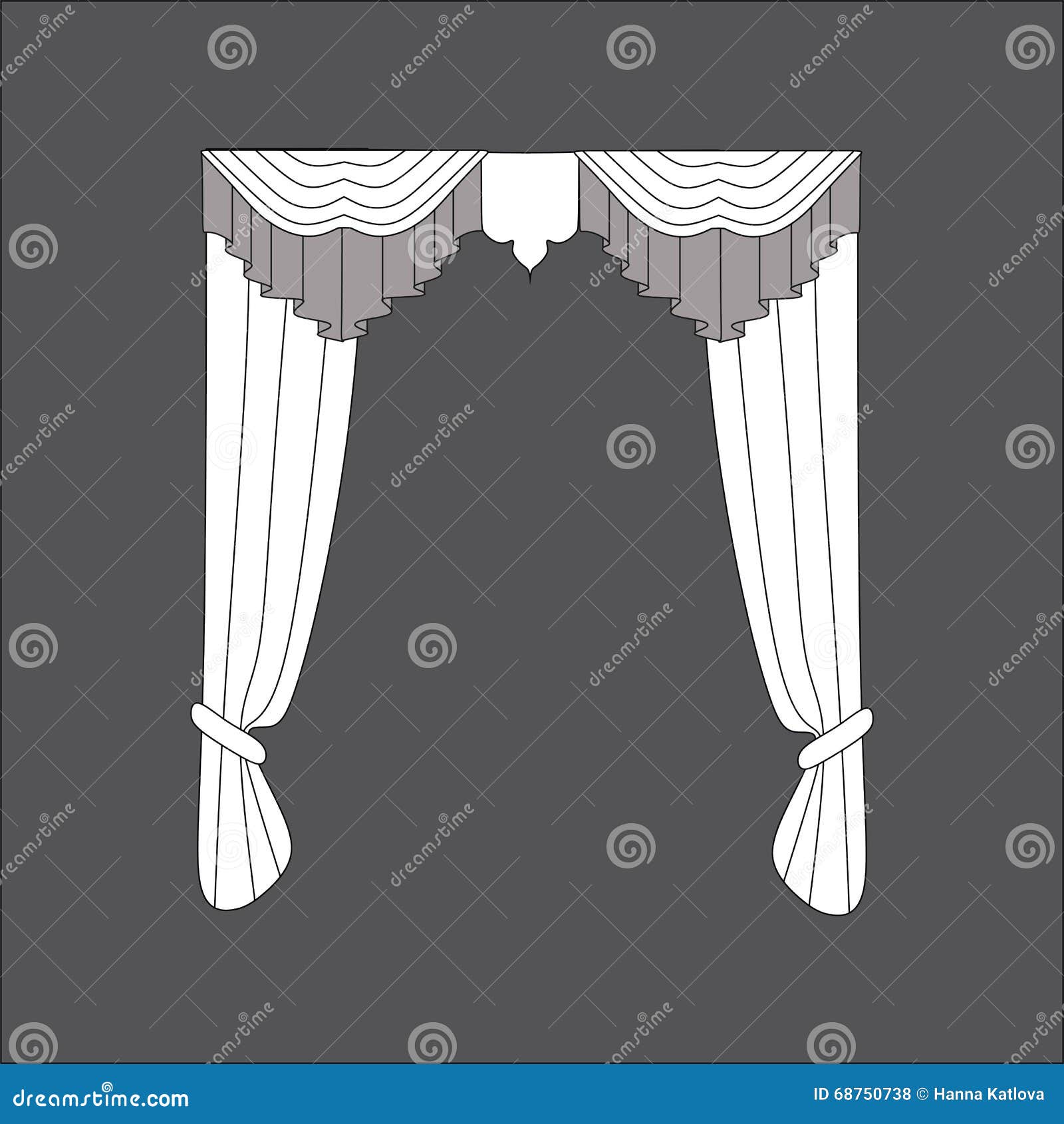 Curtains Interior Design Sketch.Window Curtains Royalty-Free Stock ...