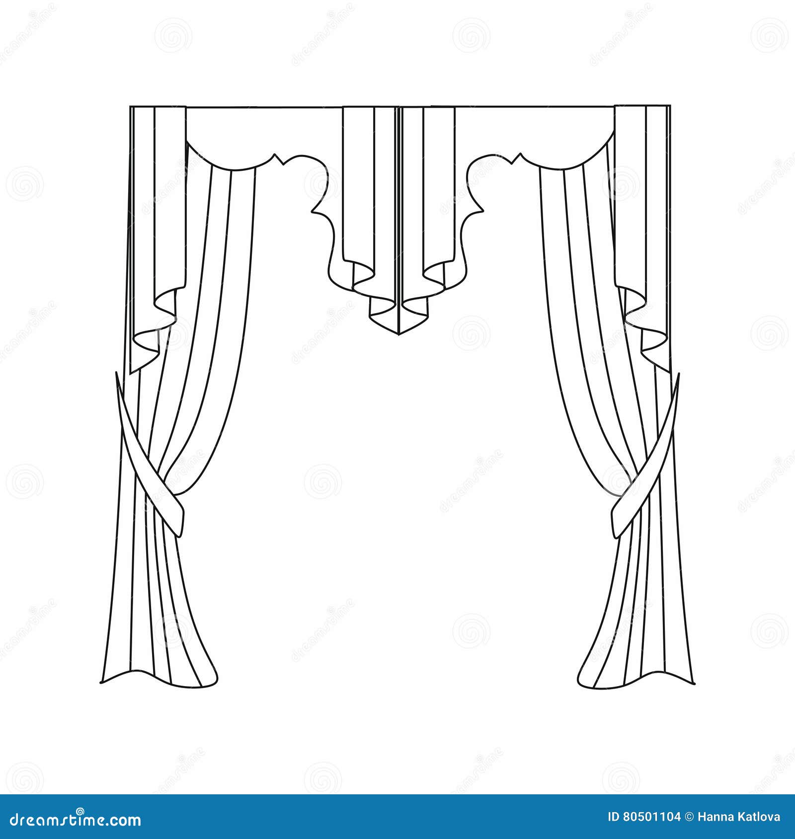 Curtains Interior Design Sketch.Window Curtains Stock Illustration ...