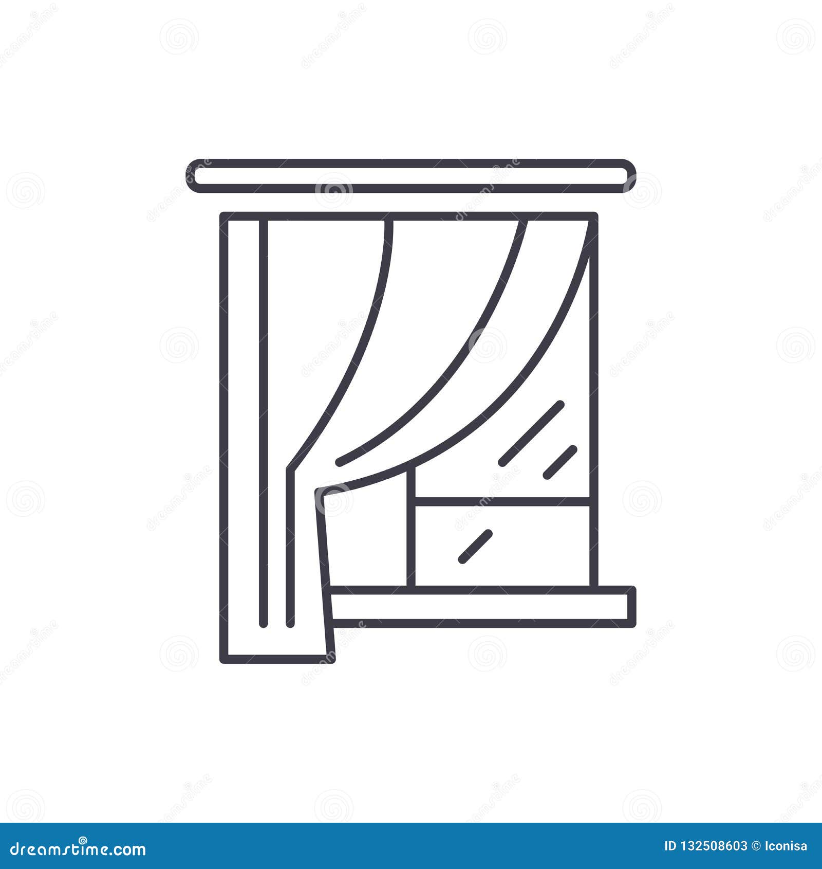 Curtains Line Icon Concept. Curtains Vector Linear Illustration, Symbol ...