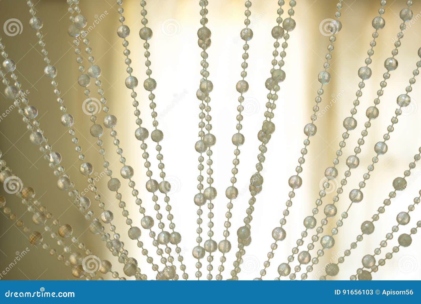 Curtains Pearls Decoration and Backlit Background Stock Image - Image ...