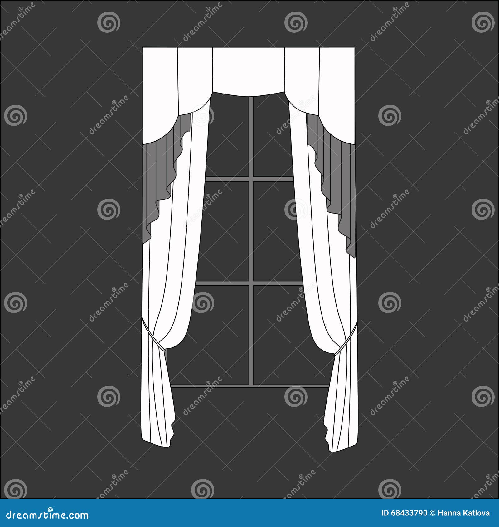 Curtains. Sketch Design Curtains Windows. Stock Illustration ...