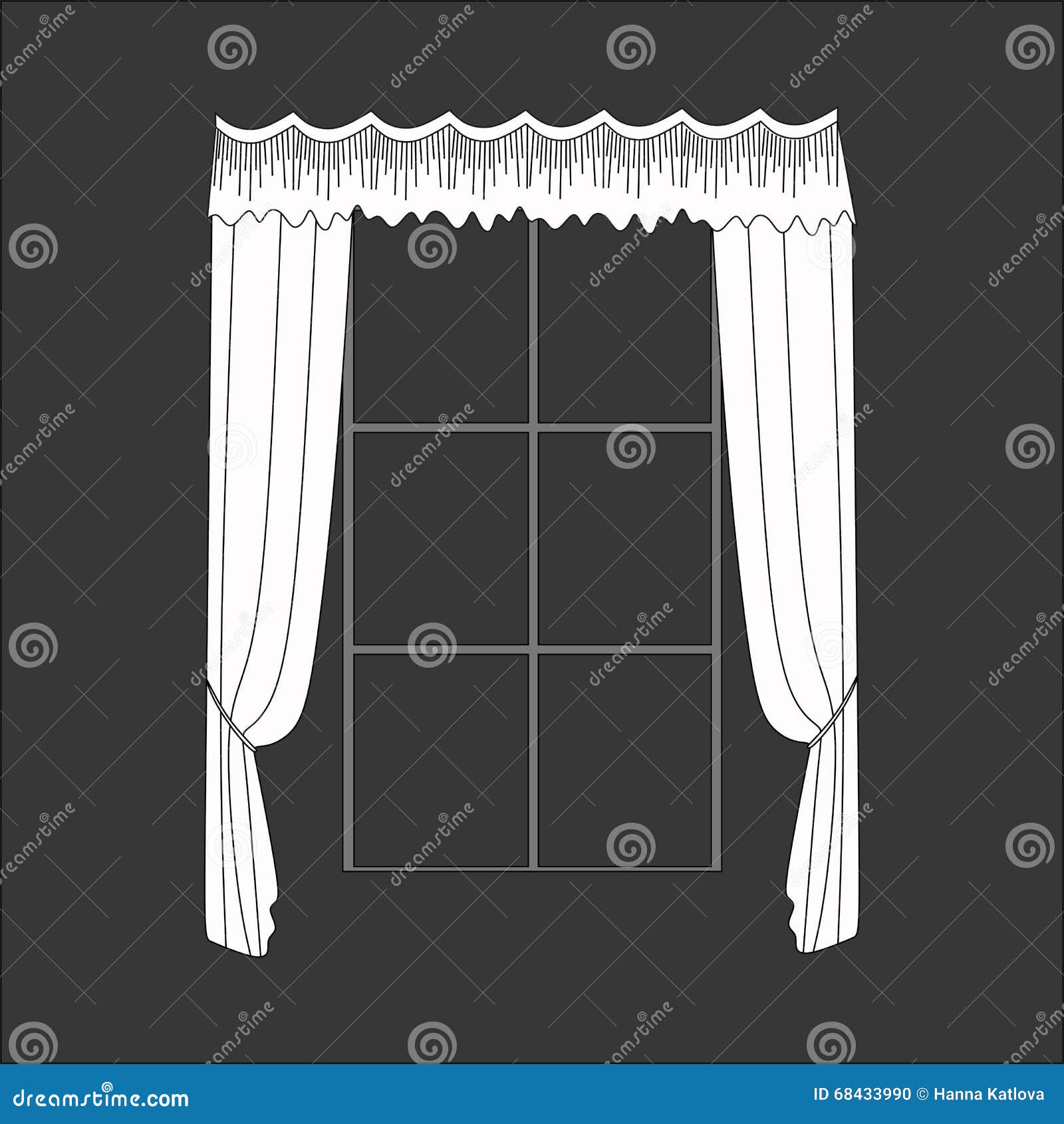 Curtains. Sketch Design Curtains Windows. Stock Illustration ...