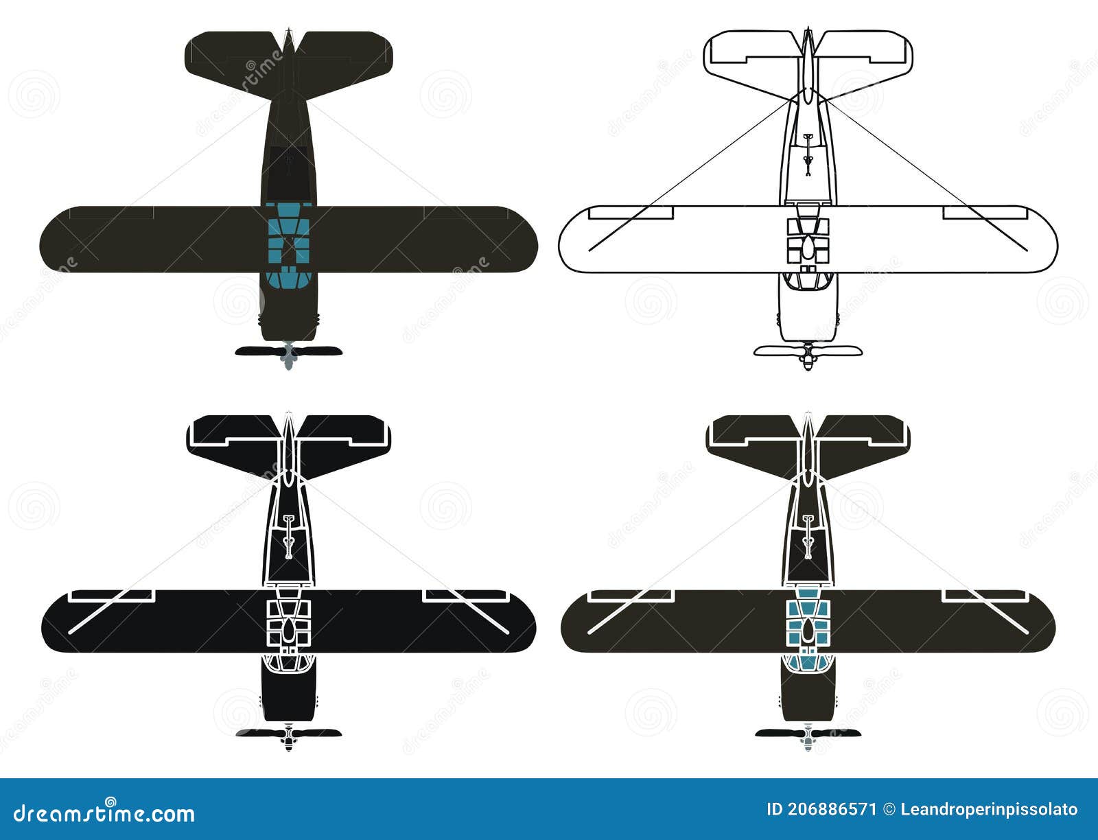 Curtiss O52 in top view stock vector. Illustration of front - 206886571