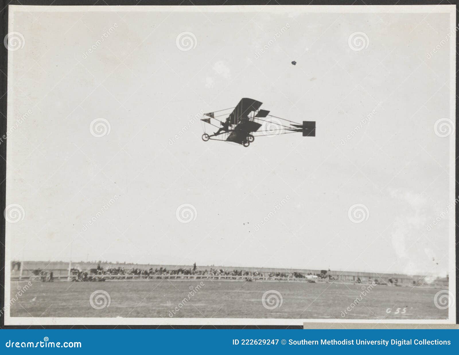 [Curtiss Pusher In Flight Over Airfield] Picture. Image: 222629247