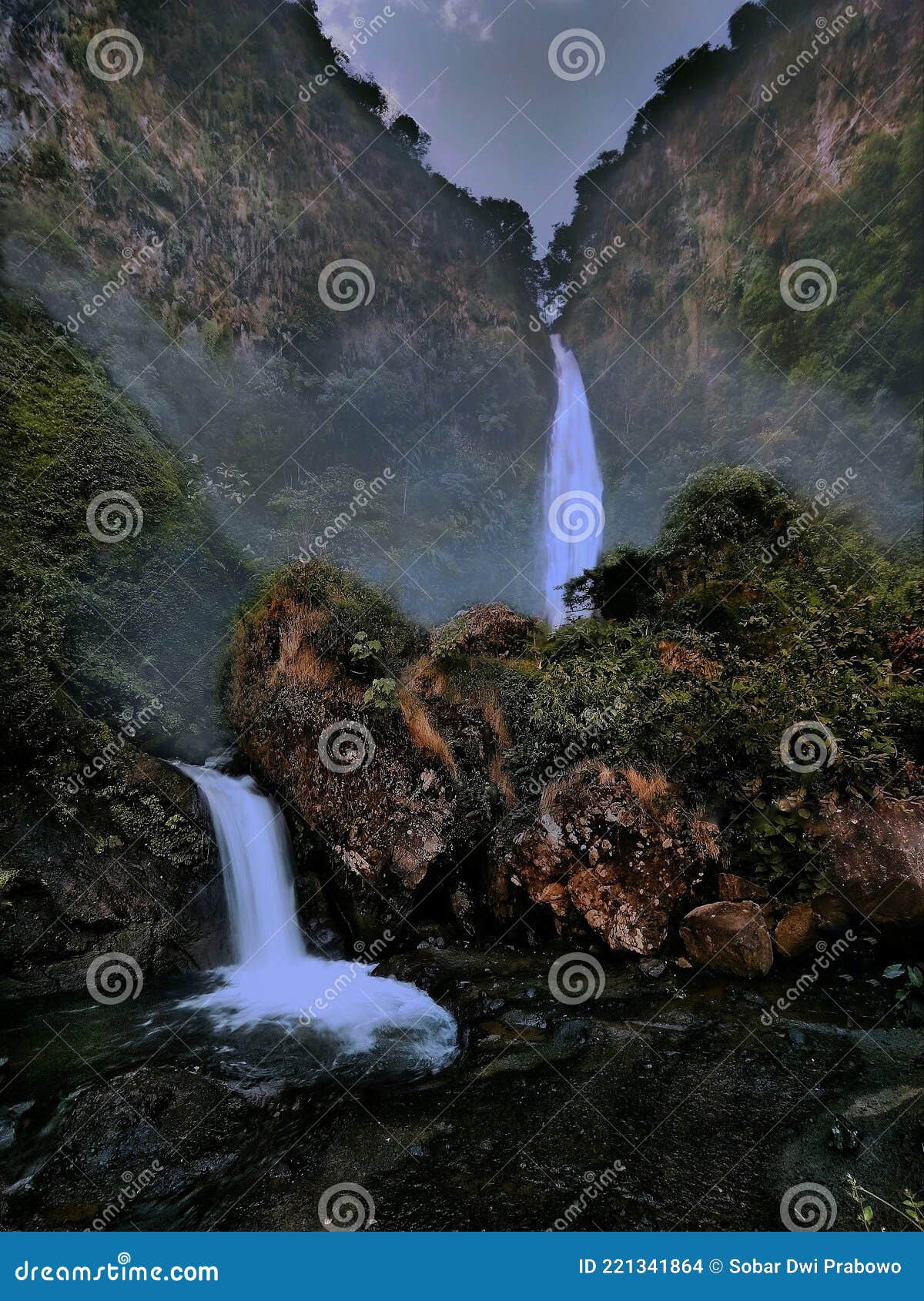 Curug Bajing Waterfall in the Mountains Stock Photo - Image of forest ...
