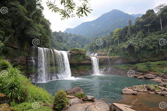 Curug Nangga Waterfall in Bogor, West Java, Indonesia Stock ...