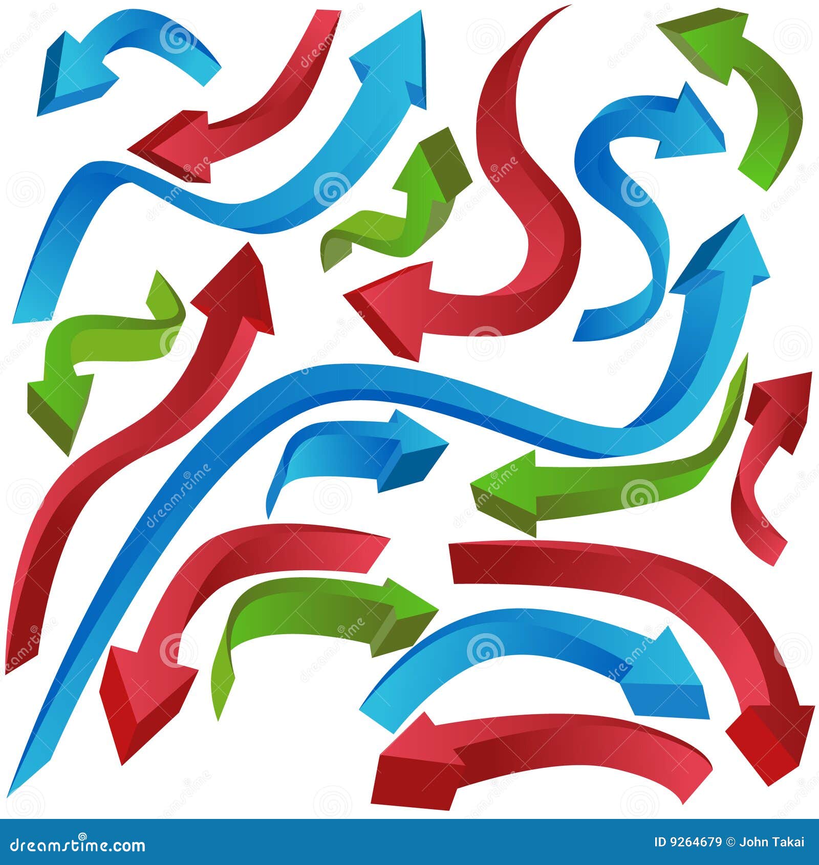 Curva delle frecce 3D illustrazione vettoriale. Illustrazione di flusso ...