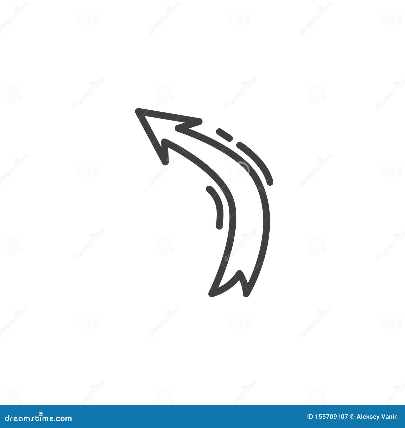 Curve arrow left line icon stock vector. Illustration of design - 155709107