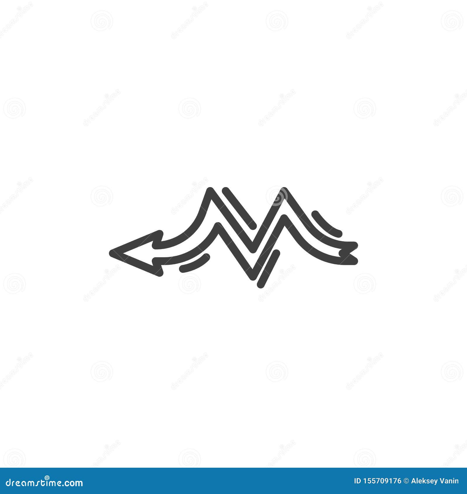 Curve arrow left line icon stock vector. Illustration of pictogram ...