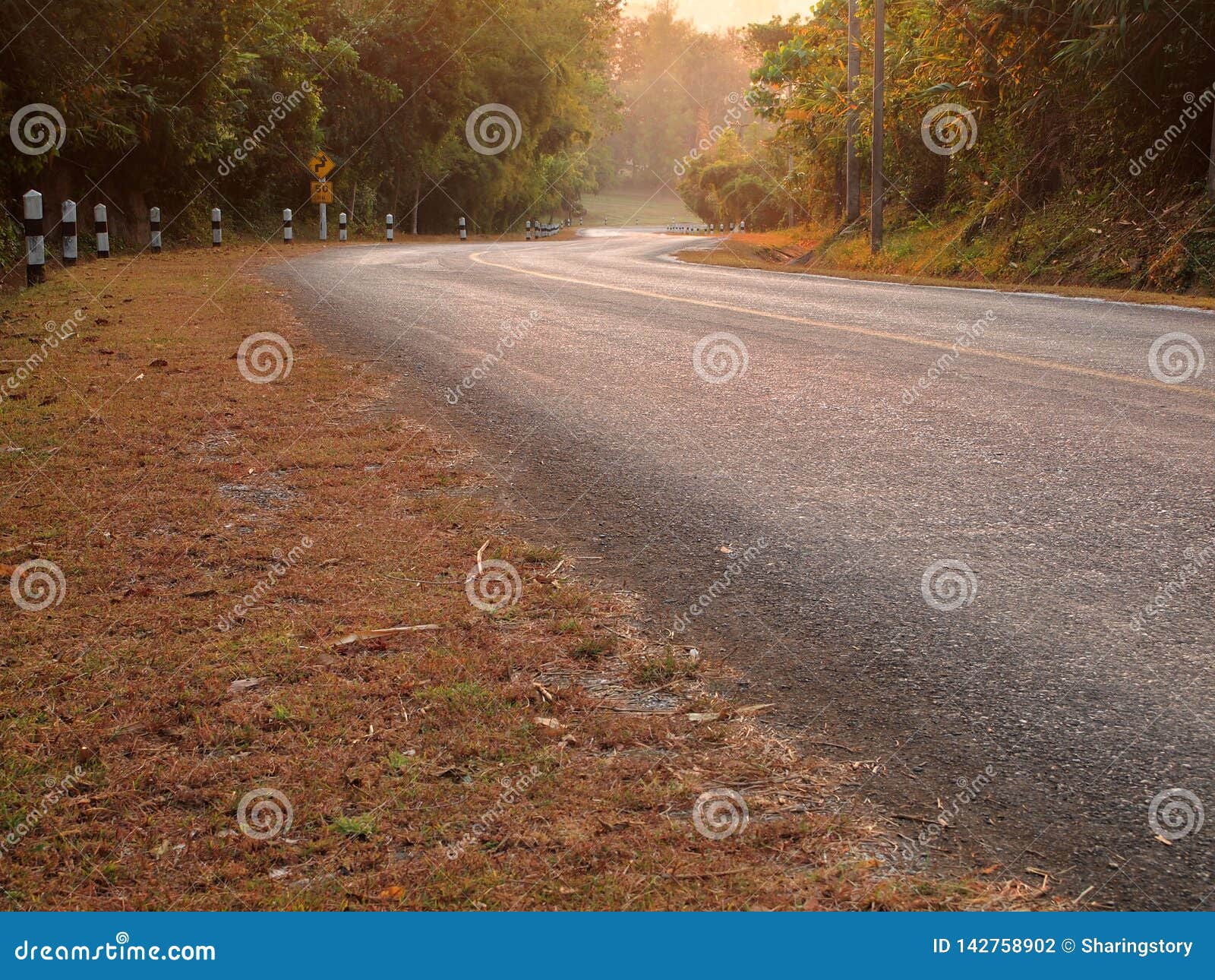 Curve asphalt road view stock photo. Image of rural - 142758902